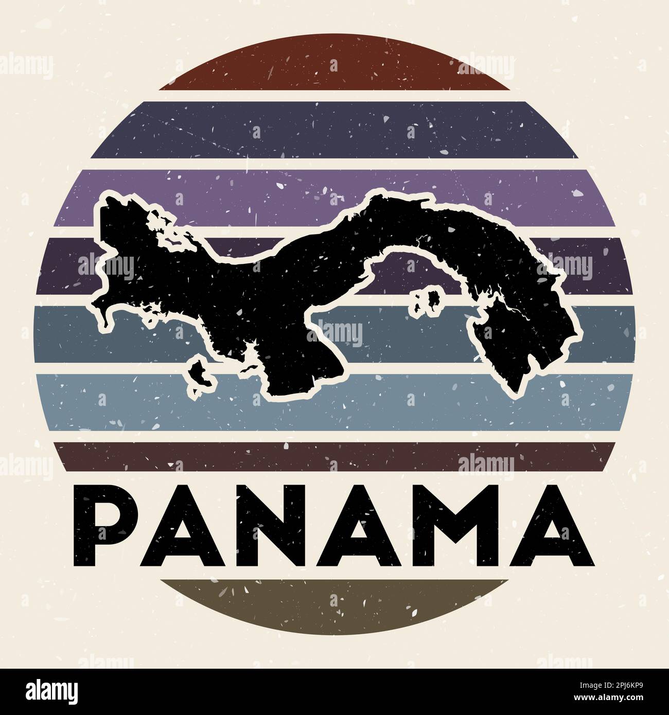 Panama logo. Sign with the map of the country and colored stripes ...
