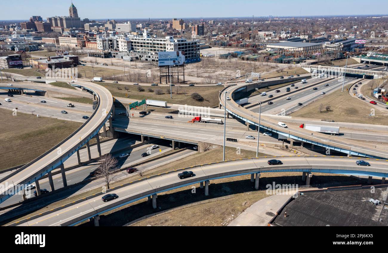 Detroit, Michigan - The interchange of Interstates 94 and 75 in midtown ...