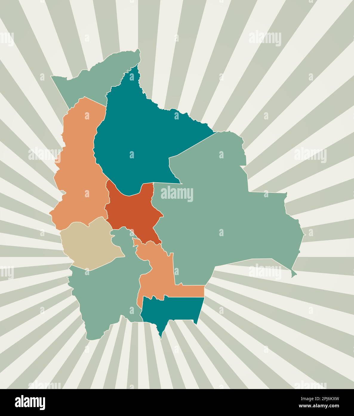 Bolivia map. Poster with map of the country in retro color palette ...