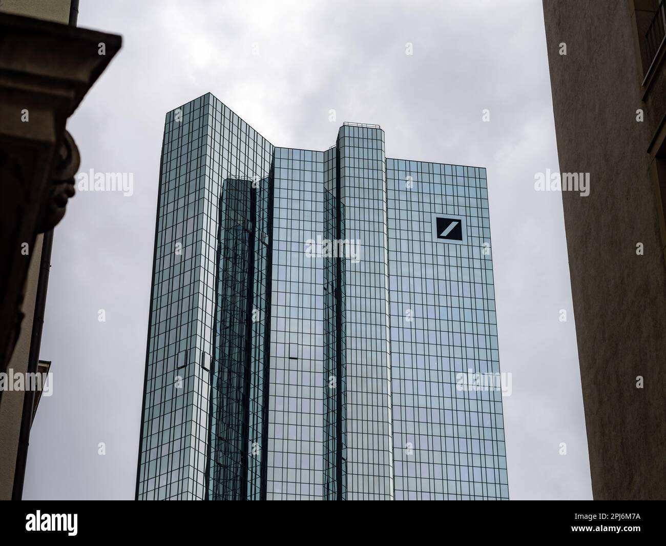 Deutsche Bank headquarters building exterior. Office tower between ...