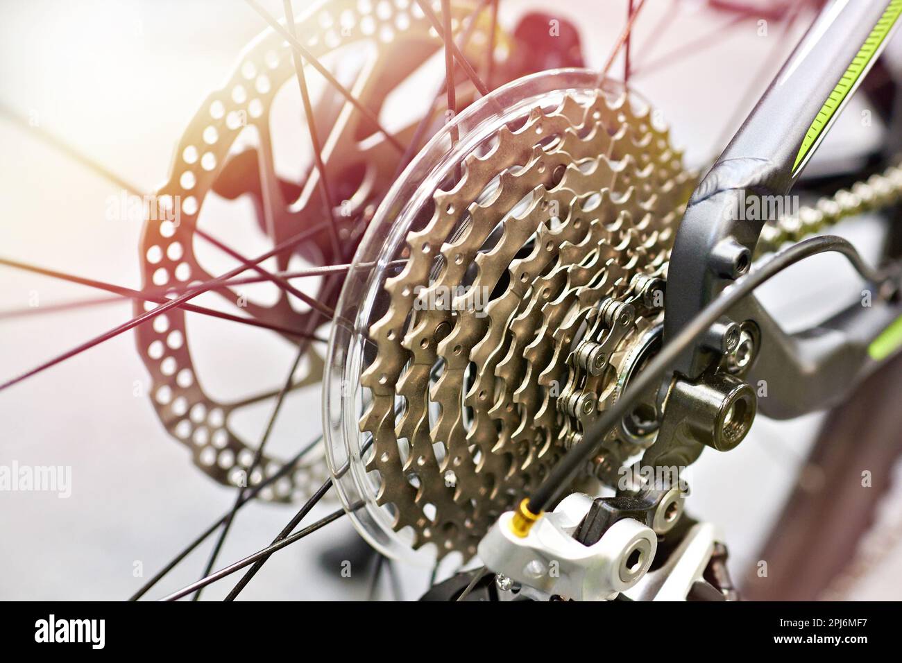 Carriage with chain rear wheel sports mountain bike closeup Stock Photo ...