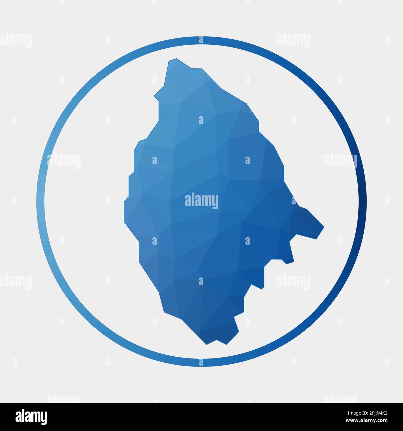 La Digue icon. Polygonal map of the island in gradient ring. Round low ...