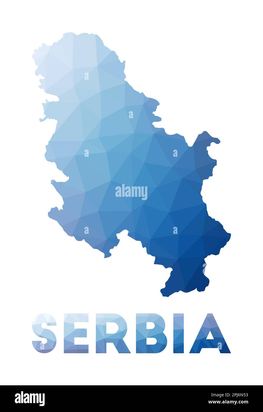 Low poly map of Serbia. Geometric illustration of the country. Serbia ...