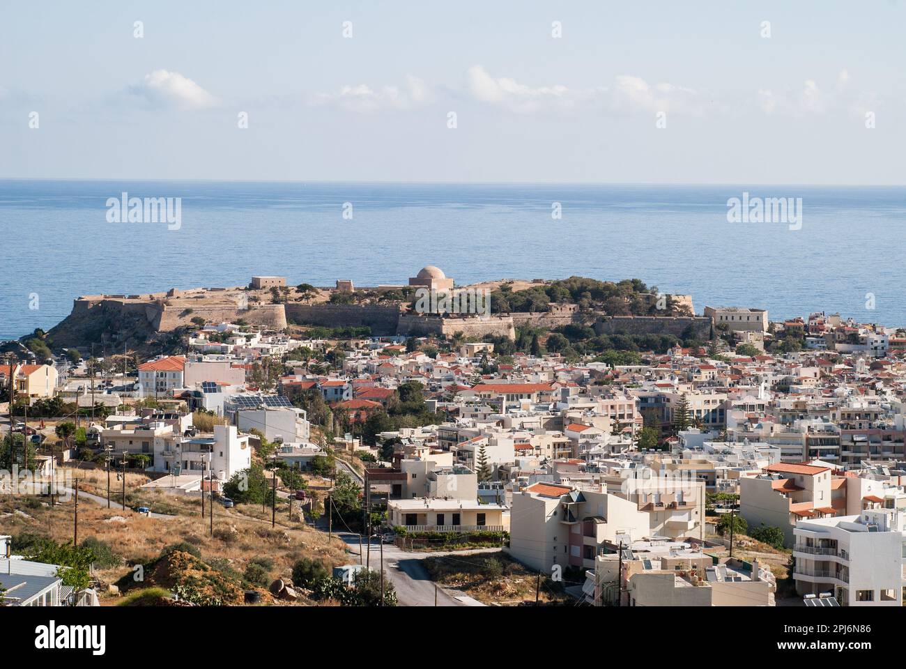 A view of Rethymnon, Crete, Greece as seen from the hills above the ...