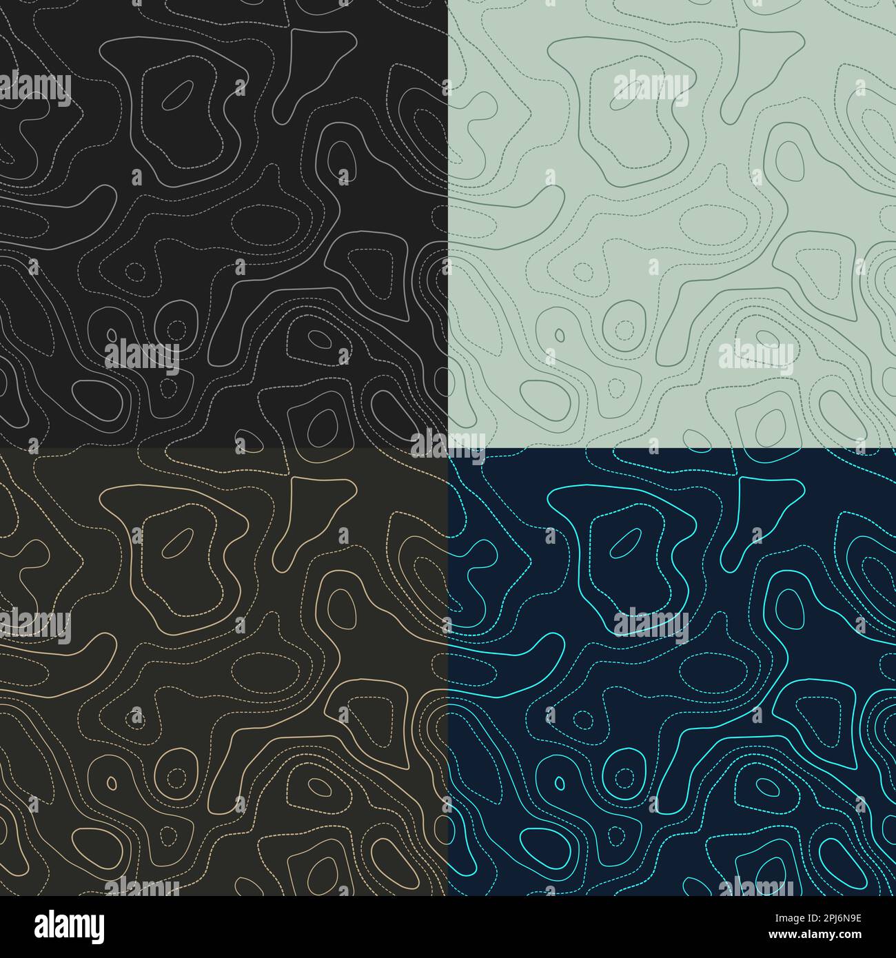 Topography patterns. Seamless elevation map tiles. Amazing isoline ...