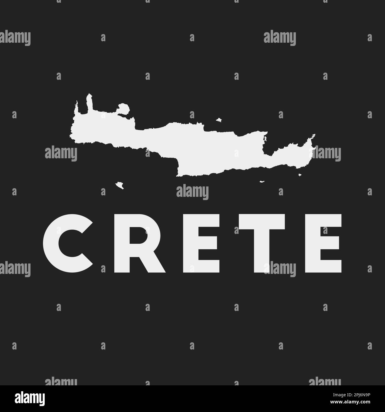 Crete icon. Island map on dark background. Stylish Crete map with ...