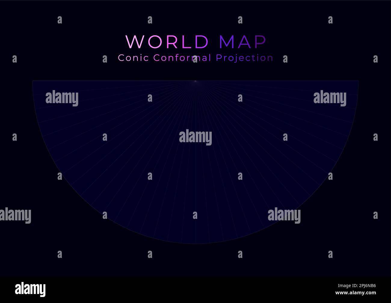 World Map. Lambert conformal conic projection. Digital world ...