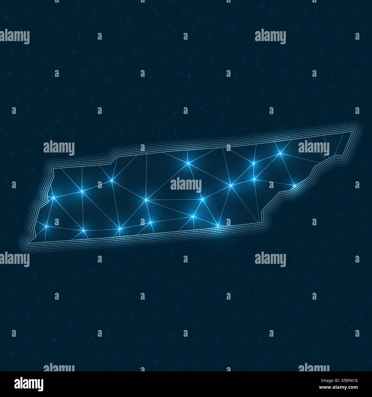 Tennessee network map. Abstract geometric map of the US state. Digital ...