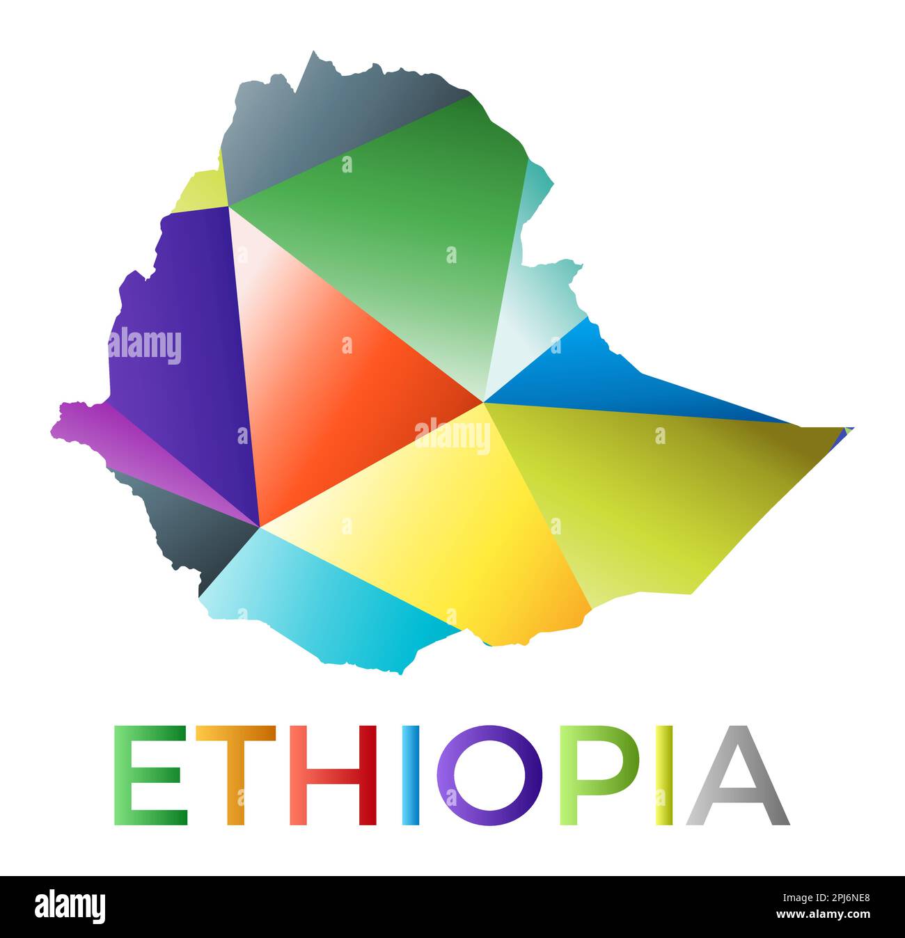 Bright colored Ethiopia shape. Multicolor geometric style country logo ...