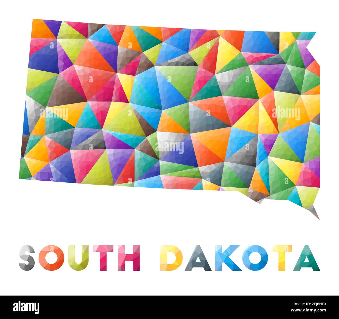 South Dakota - colorful low poly US state shape. Multicolor geometric ...