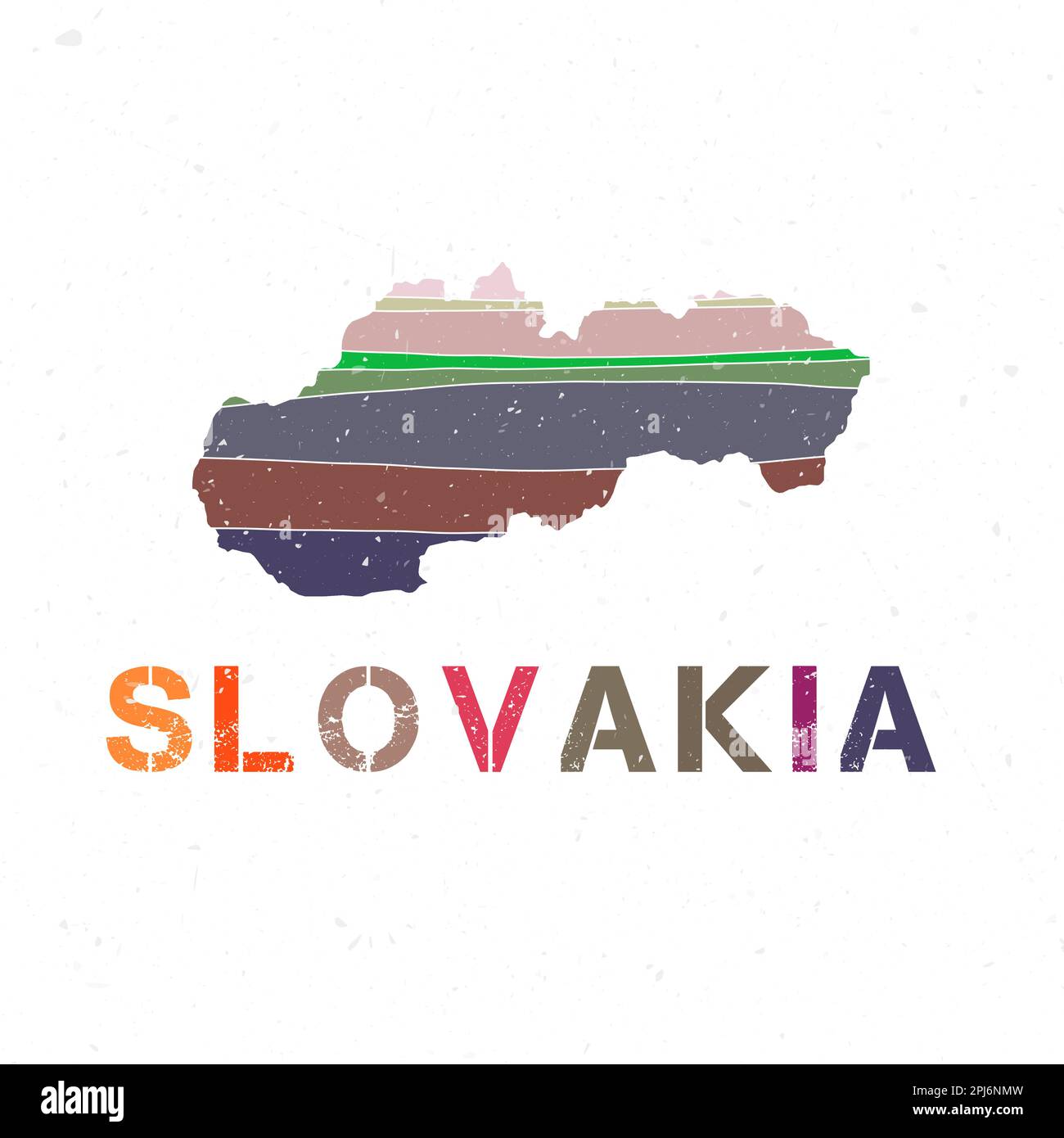 Slovakia map design. Shape of the country with beautiful geometric waves and grunge texture ...