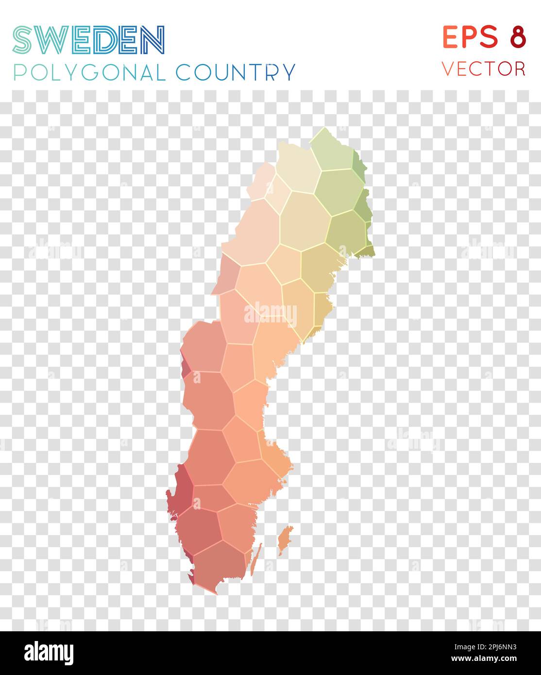 Sweden polygonal map, mosaic style country. Cute low poly style, modern ...