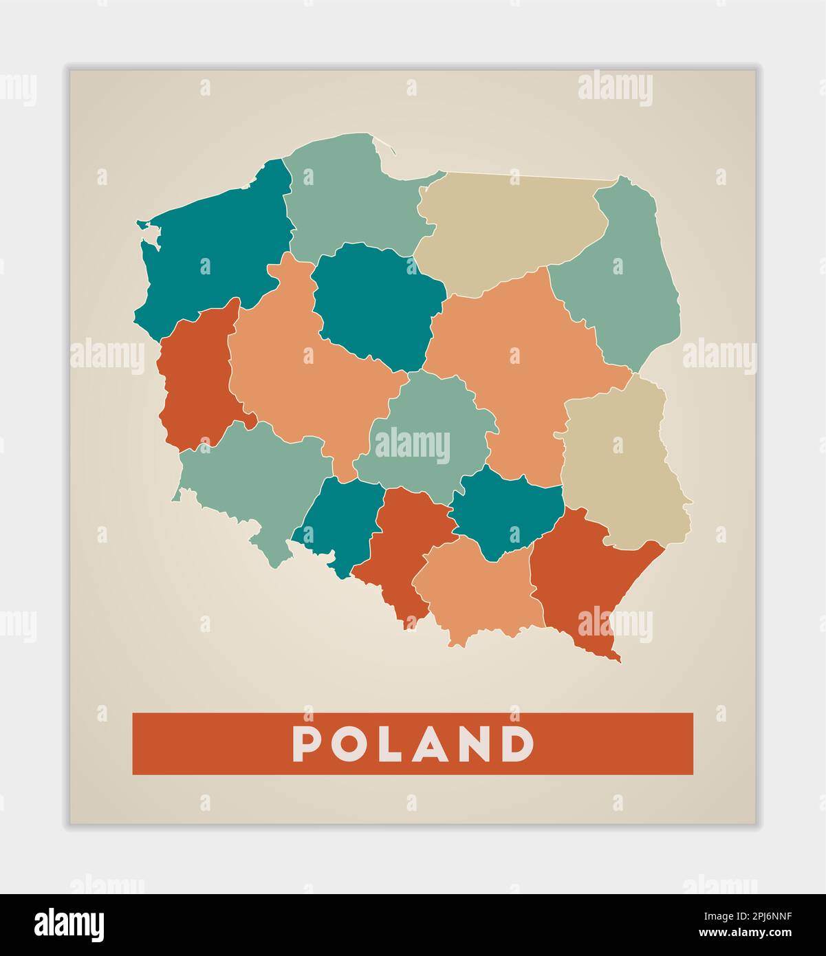 Poland poster. Map of the country with colorful regions. Shape of ...