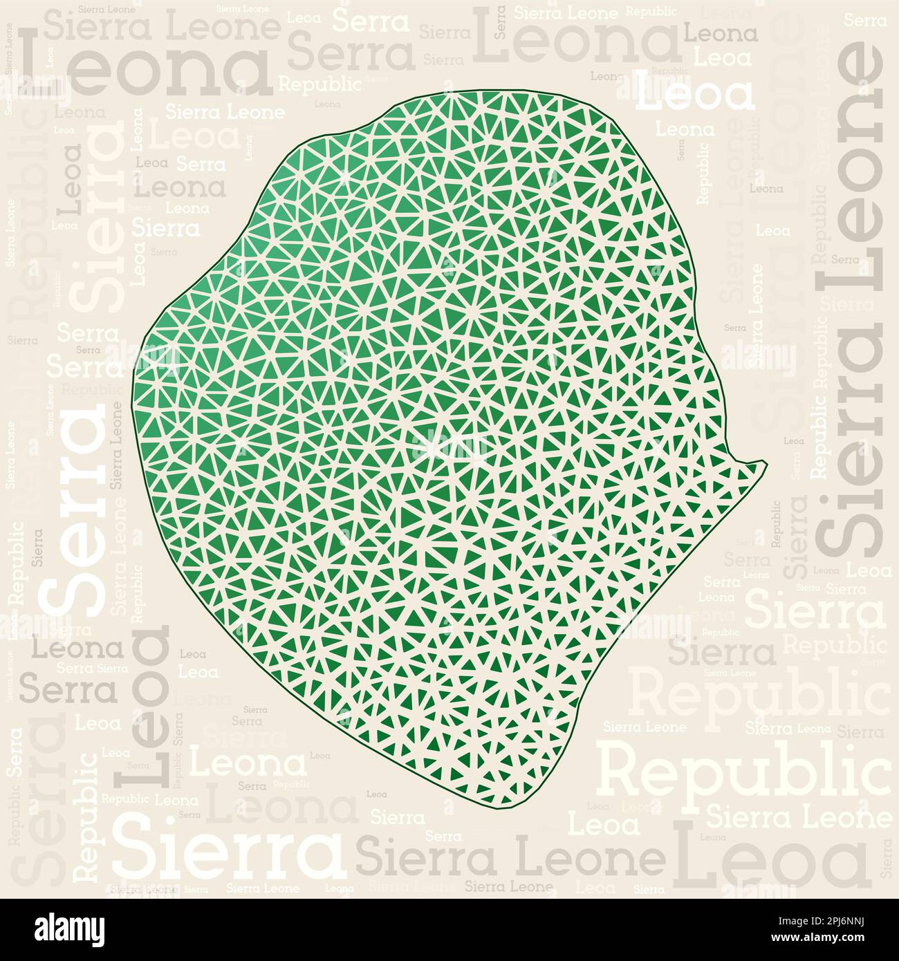 Sierra Leone map design. Country names in different languages and map ...