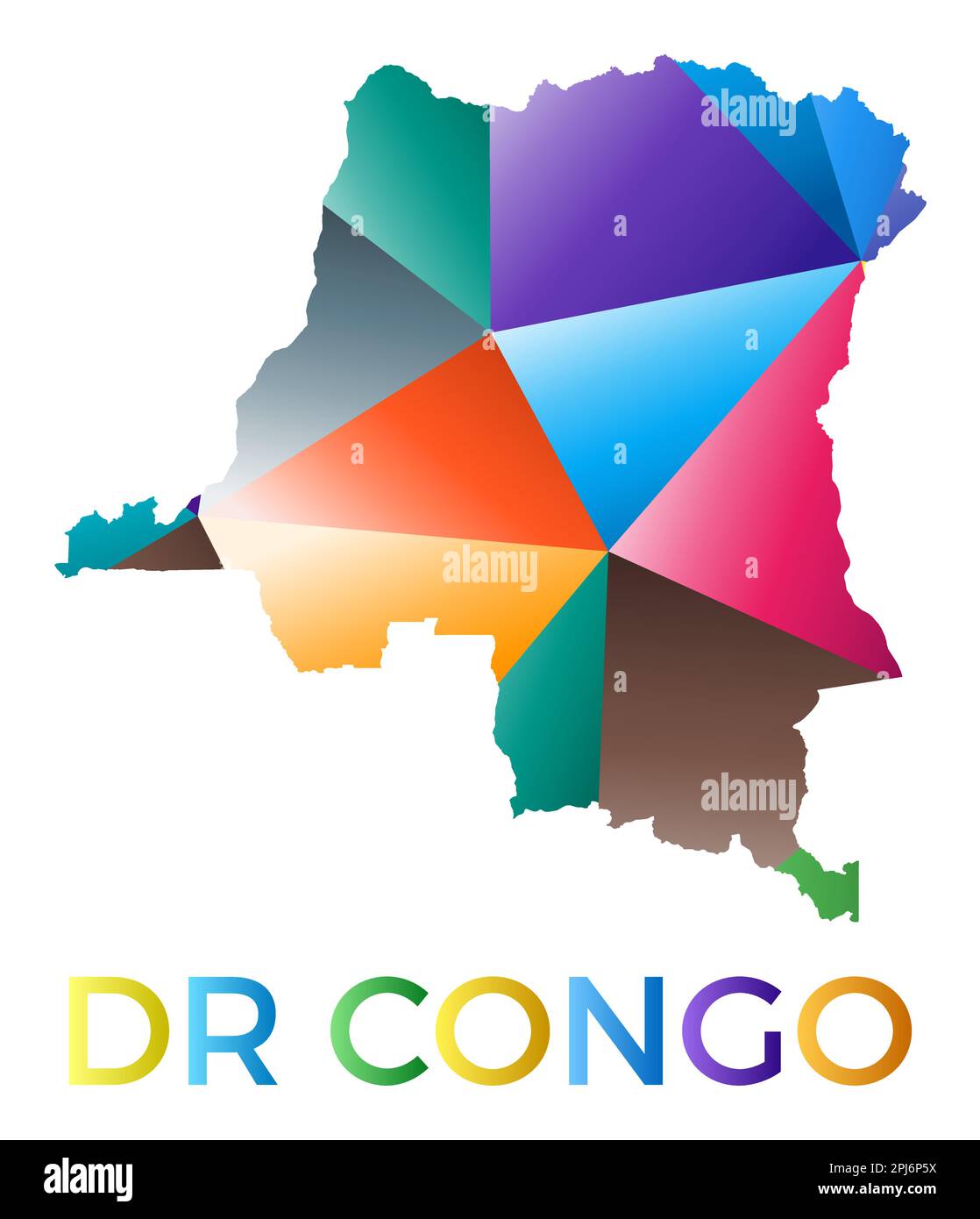 Bright colored DR Congo shape. Multicolor geometric style country logo ...