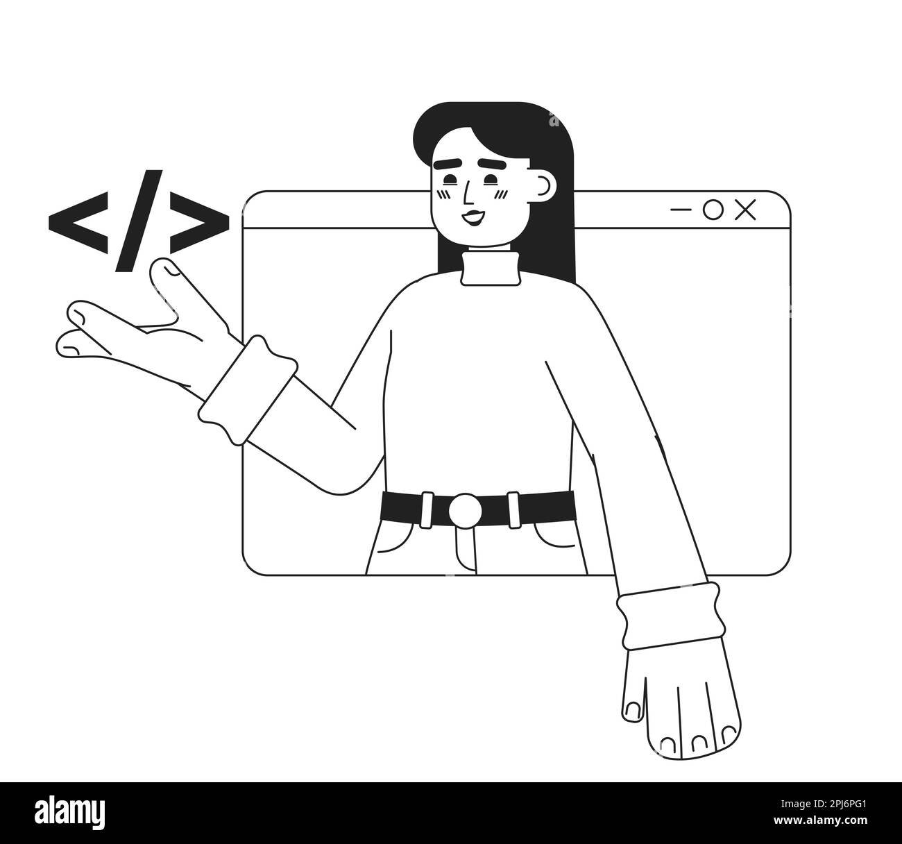 Web engineer building website code black and white concept vector spot ...