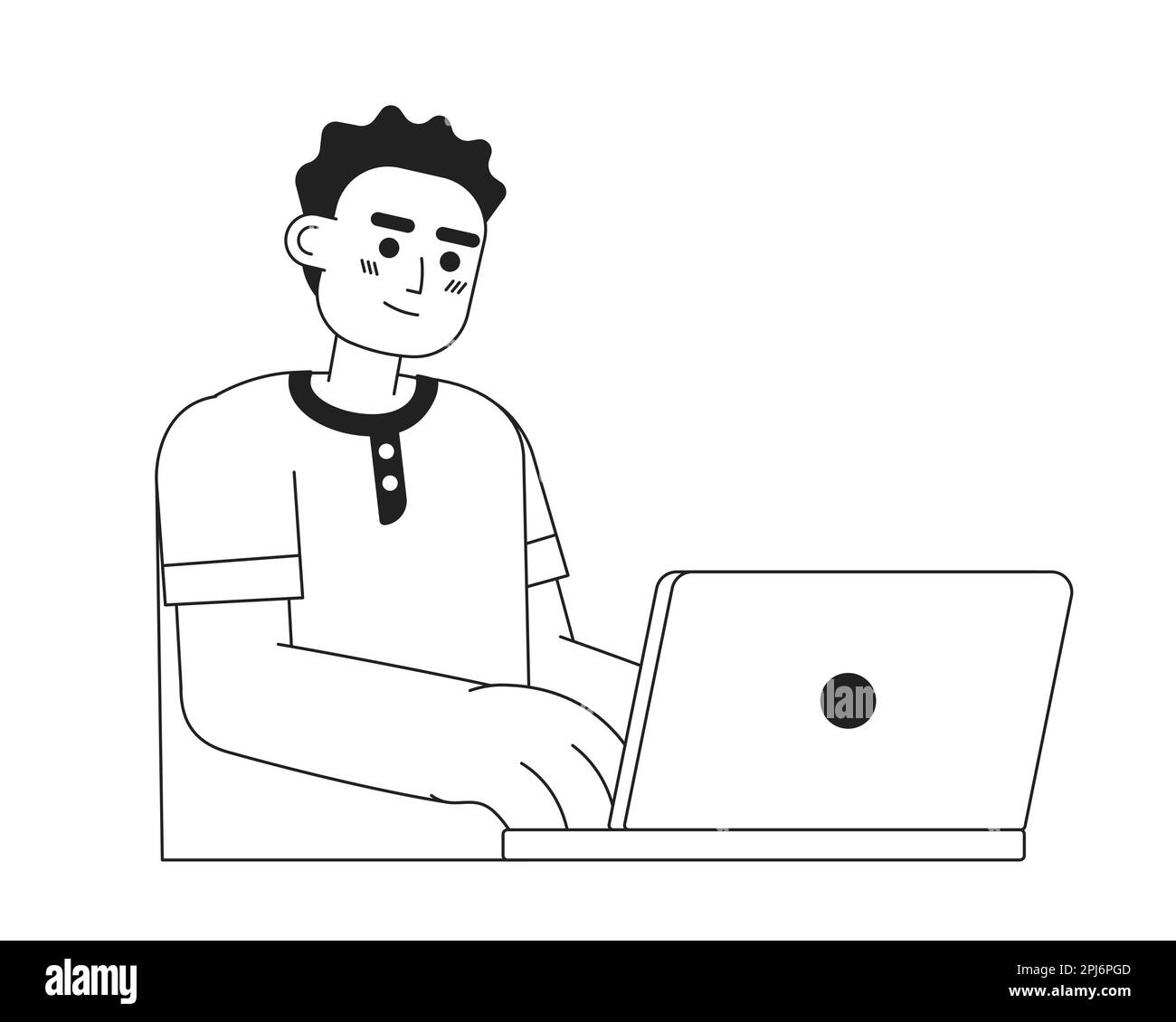 Programmer Typing On Laptop Monochromatic Flat Vector Character Stock Vector Image And Art Alamy