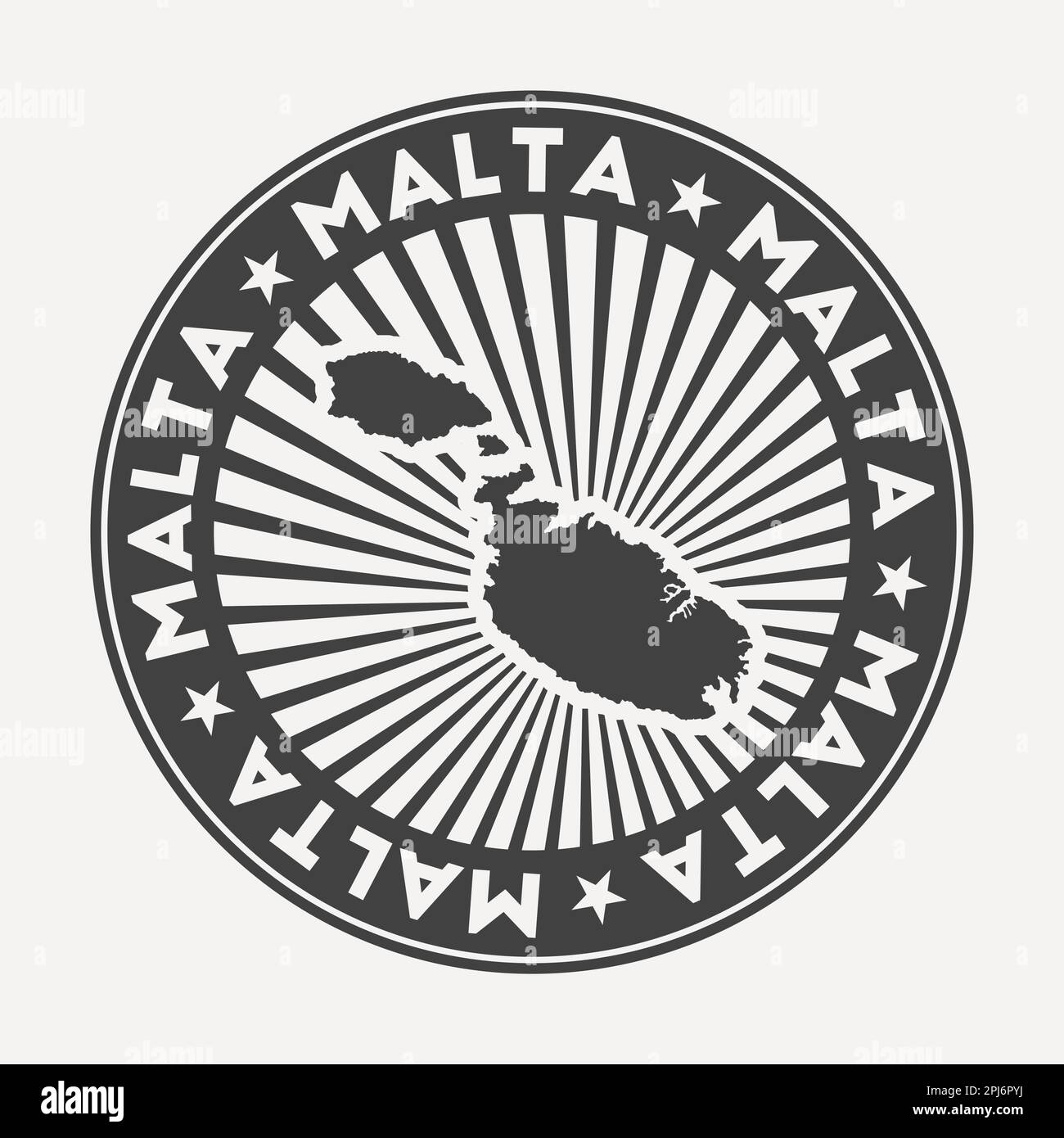 Malta round logo. Vintage travel badge with the circular name and map ...