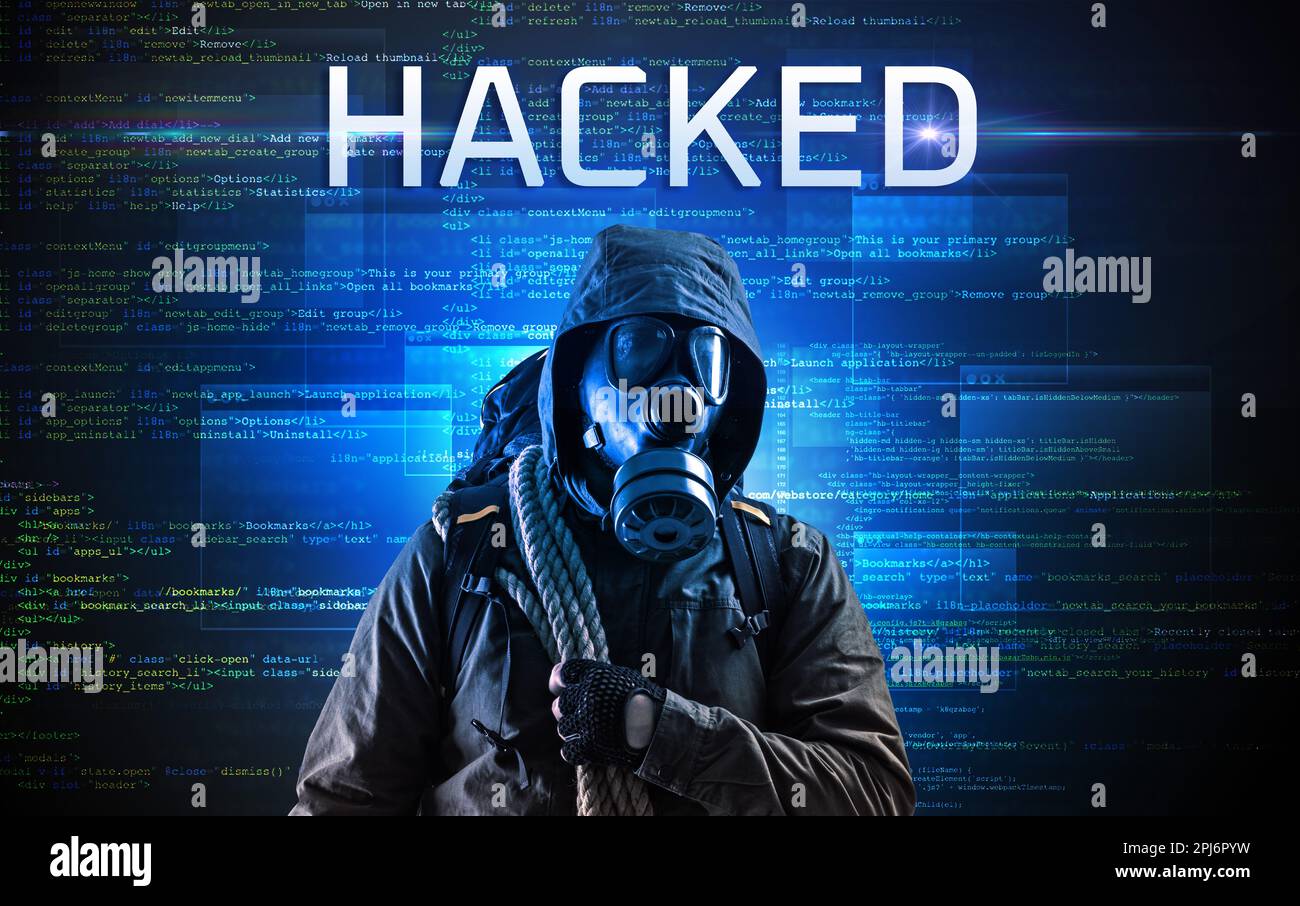 Faceless hacker on code background Stock Photo - Alamy