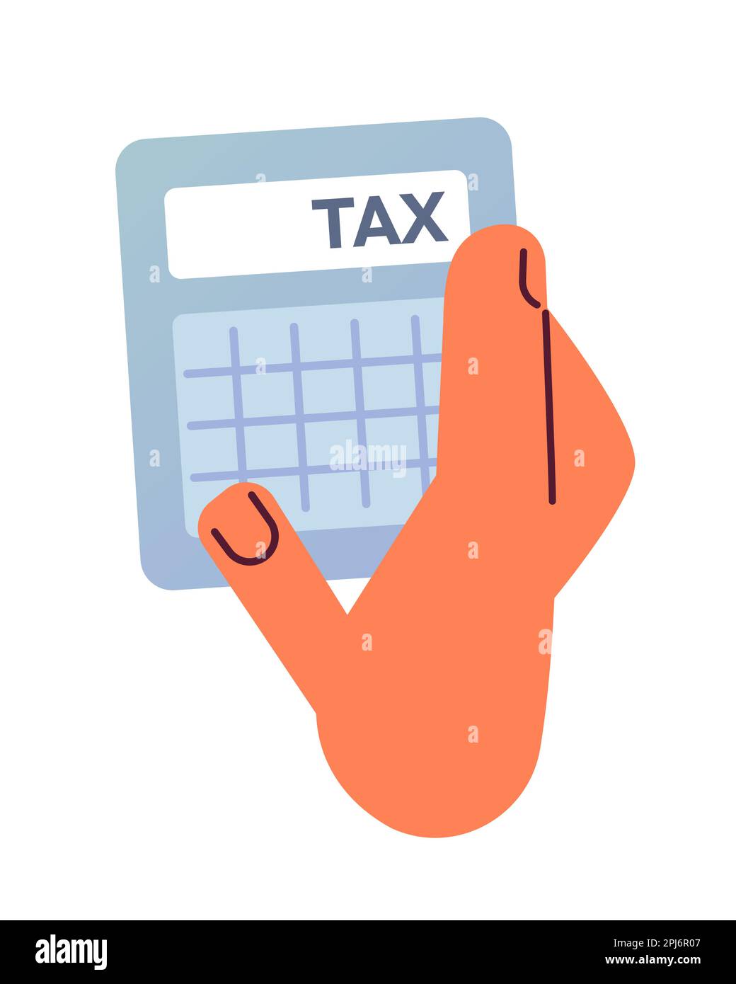 Hand with income tax calculator semi flat color vector icon Stock ...