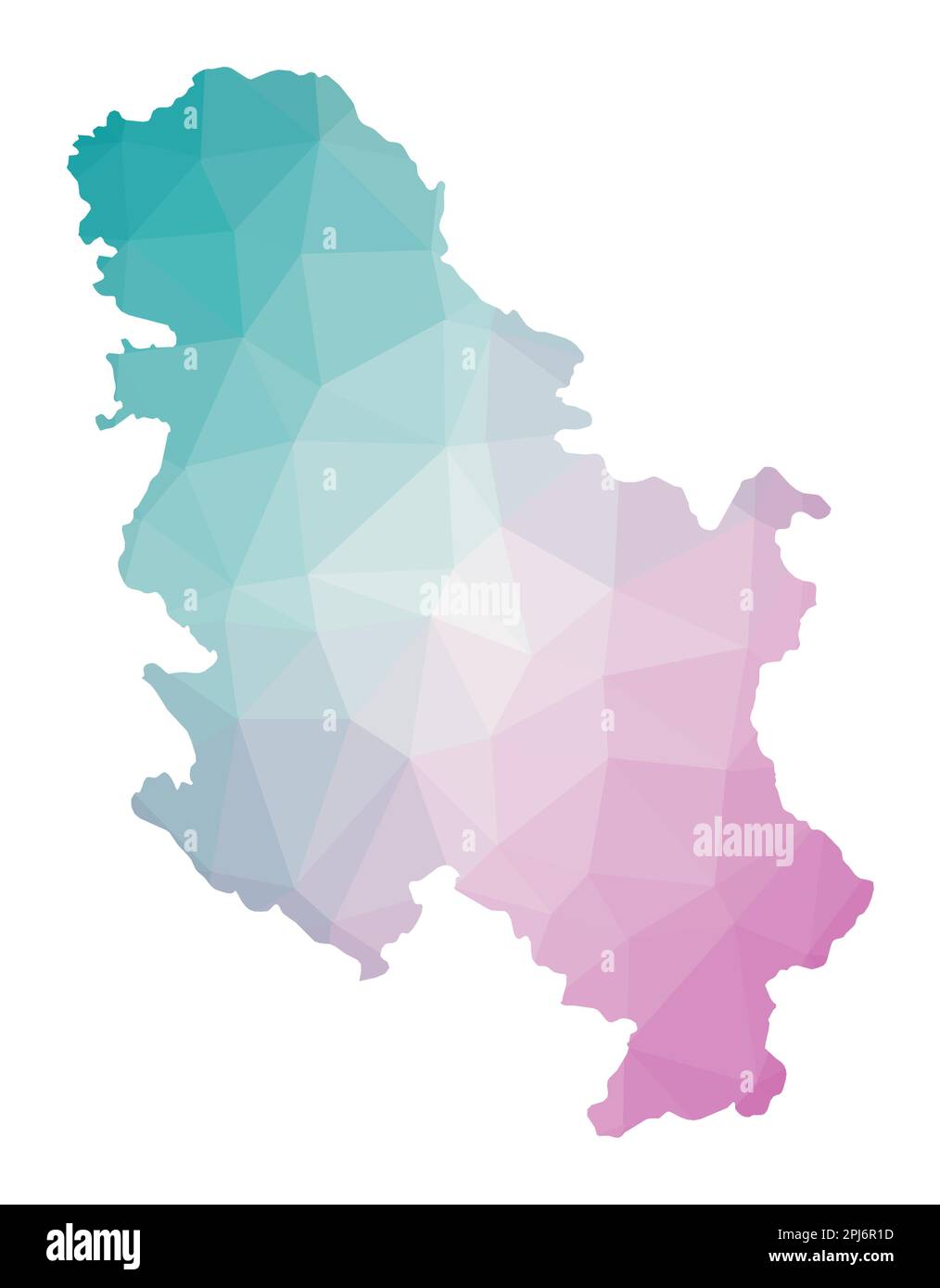 Polygonal map of Serbia. Geometric illustration of the country in ...