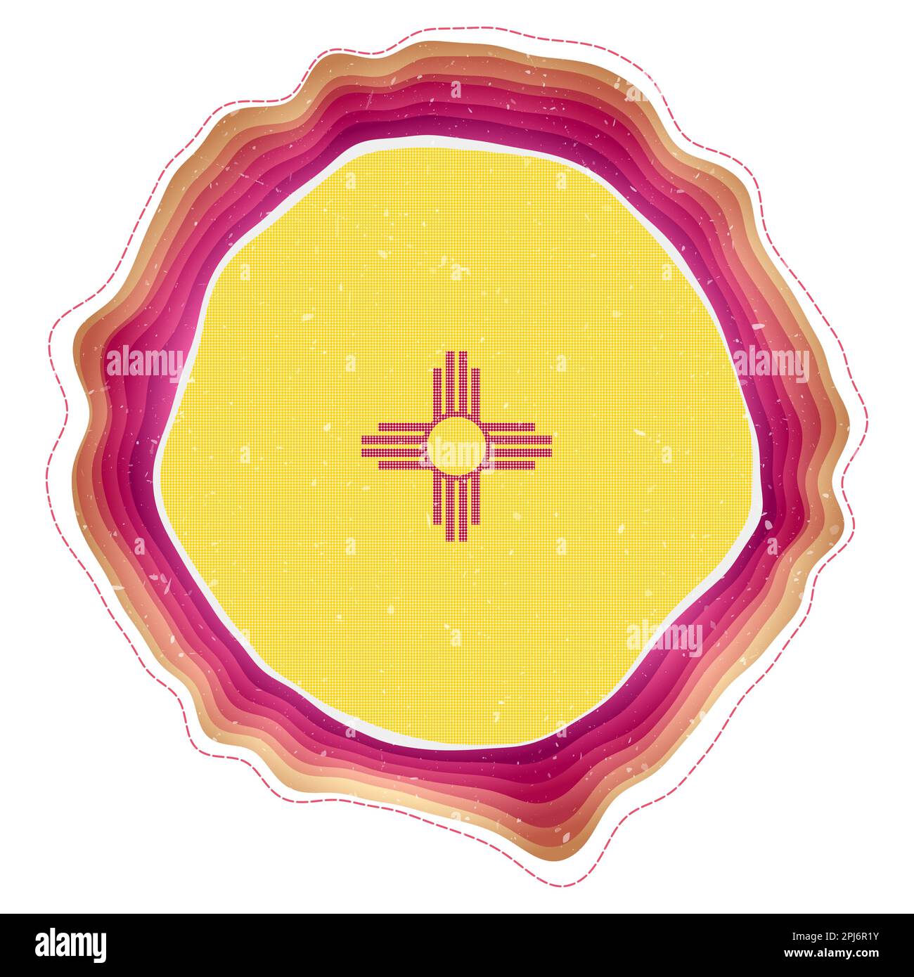 New Mexico flag in frame. Badge of the US state. Layered circular sign ...