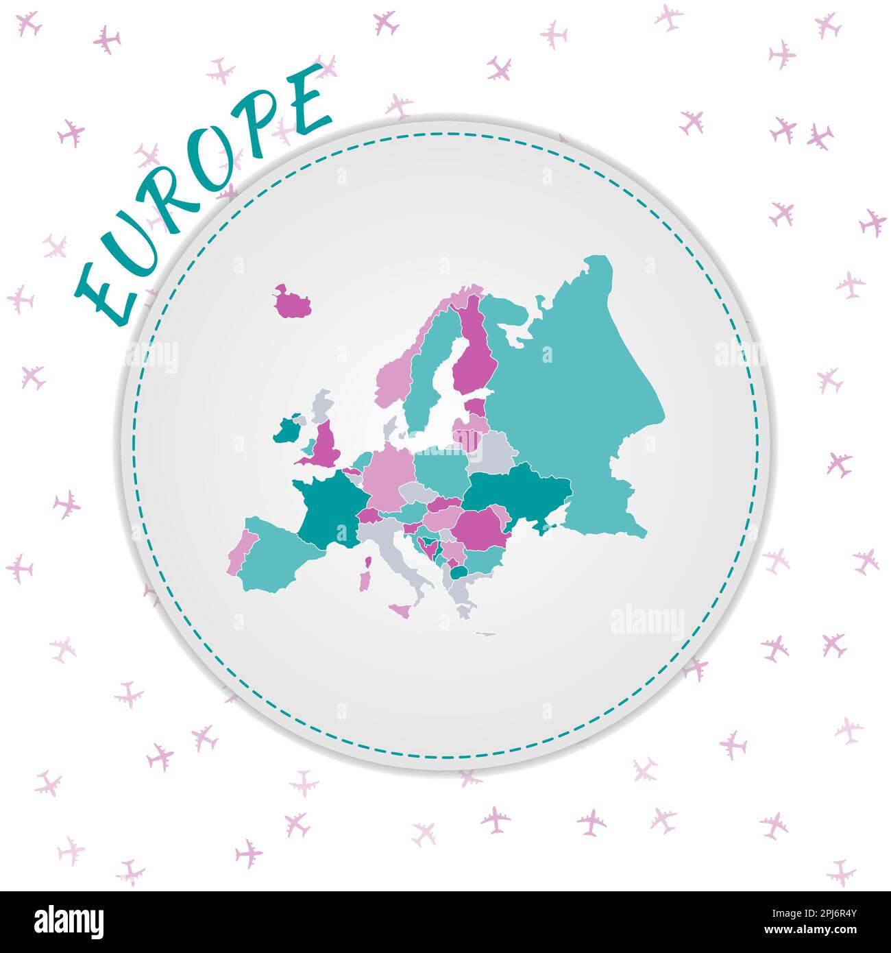 Europe map design. Map of the continent with regions in emerald ...