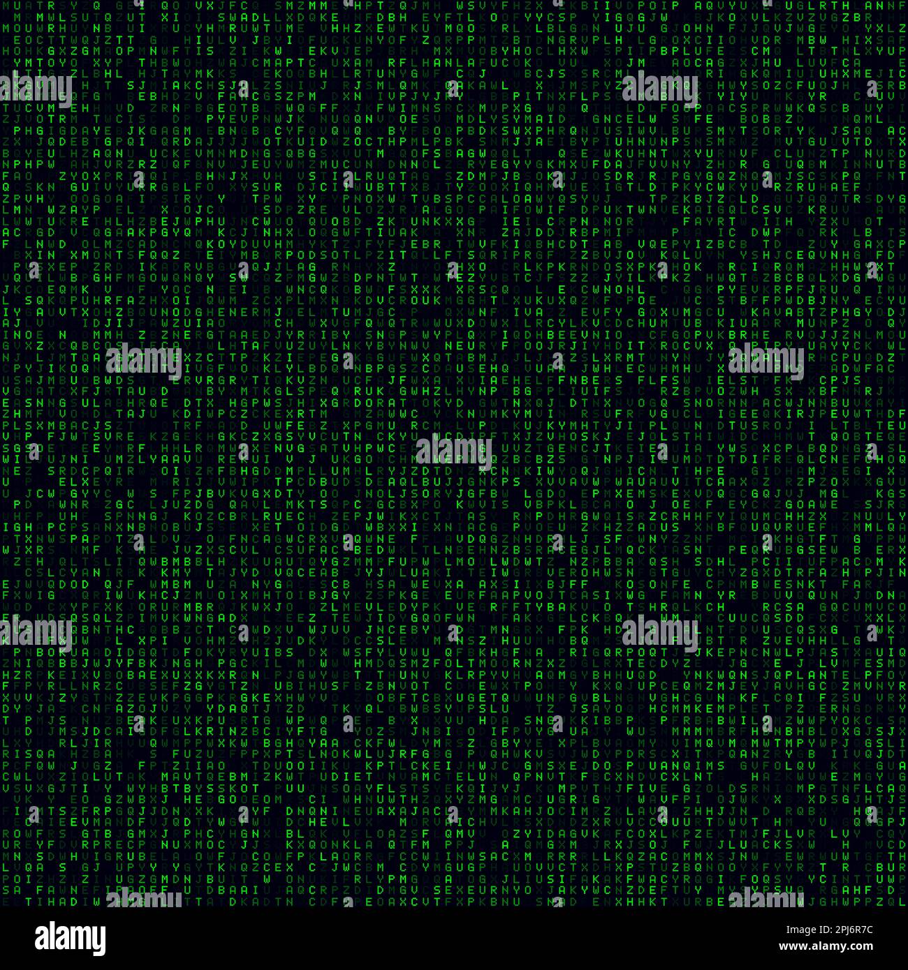 Futuristic tech background. Green filled alphabet letters background. Big sized seamless pattern ...