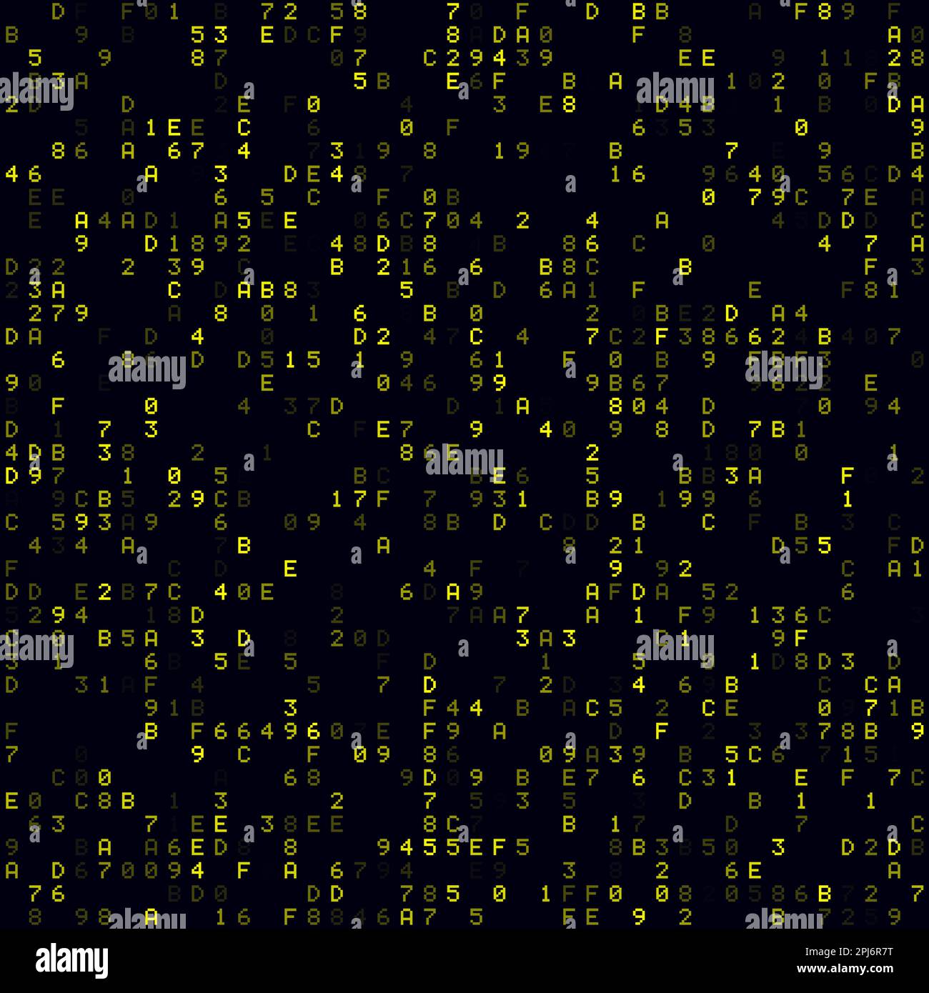 Tech background. Yellow sparse hexadecimal background. Medium sized ...
