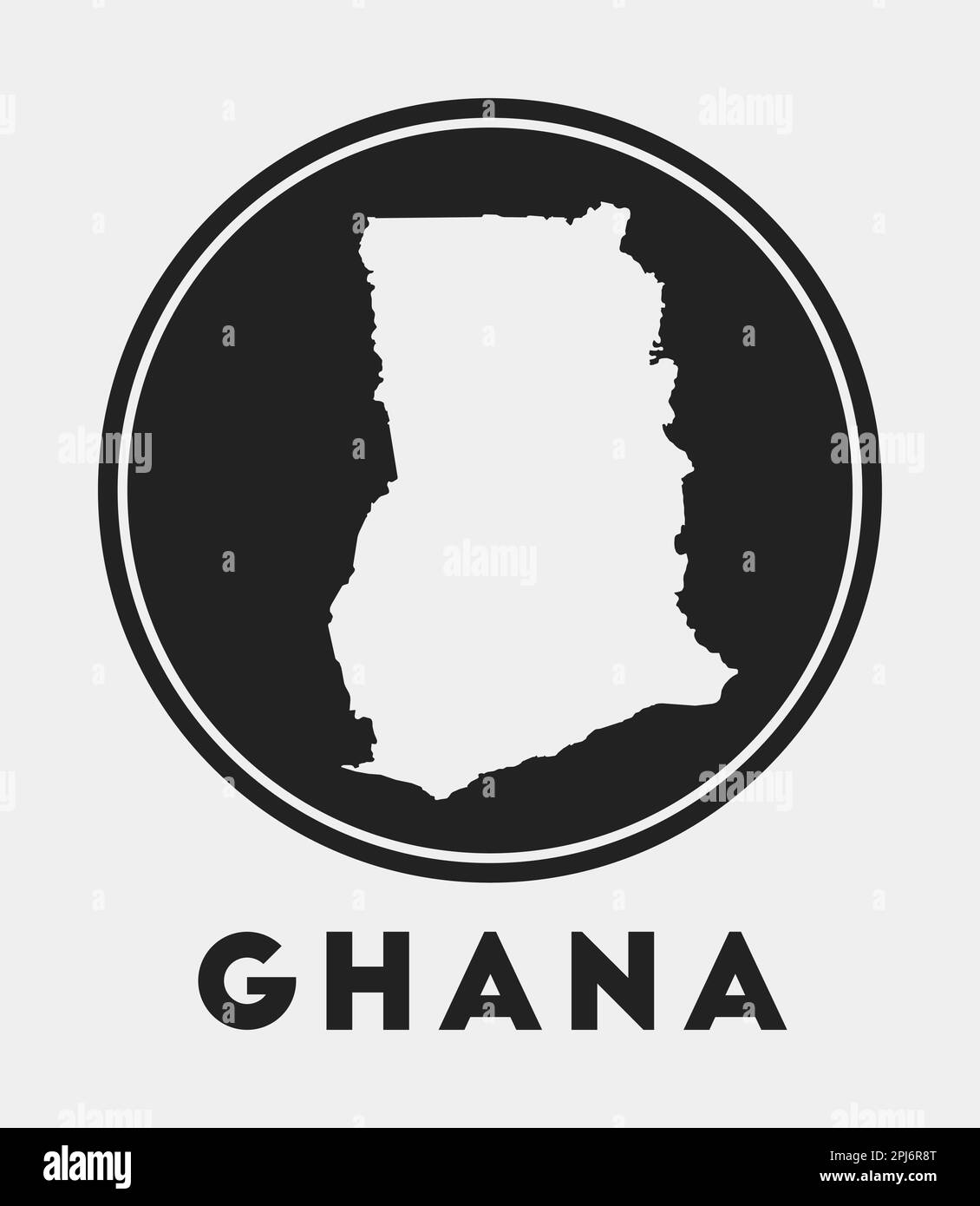 Ghana icon. Round logo with country map and title. Stylish Ghana badge ...