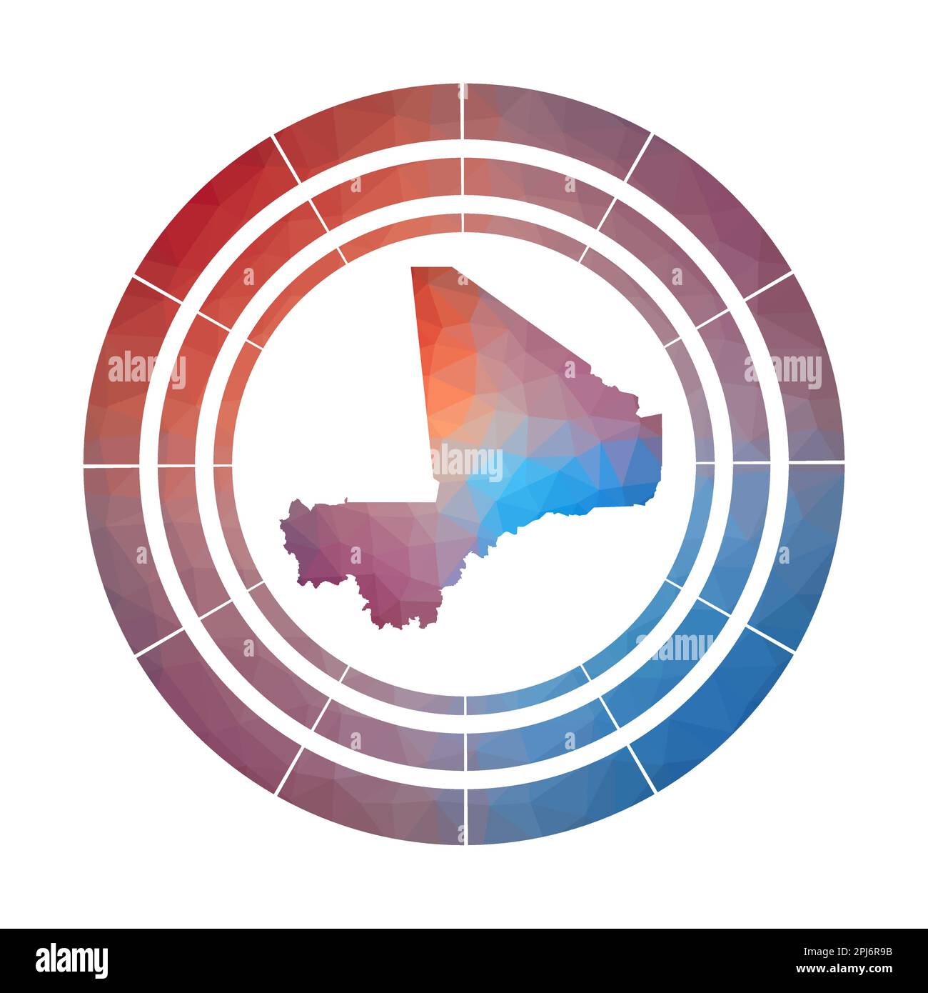 Mali badge. Bright gradient logo of country in low poly style ...