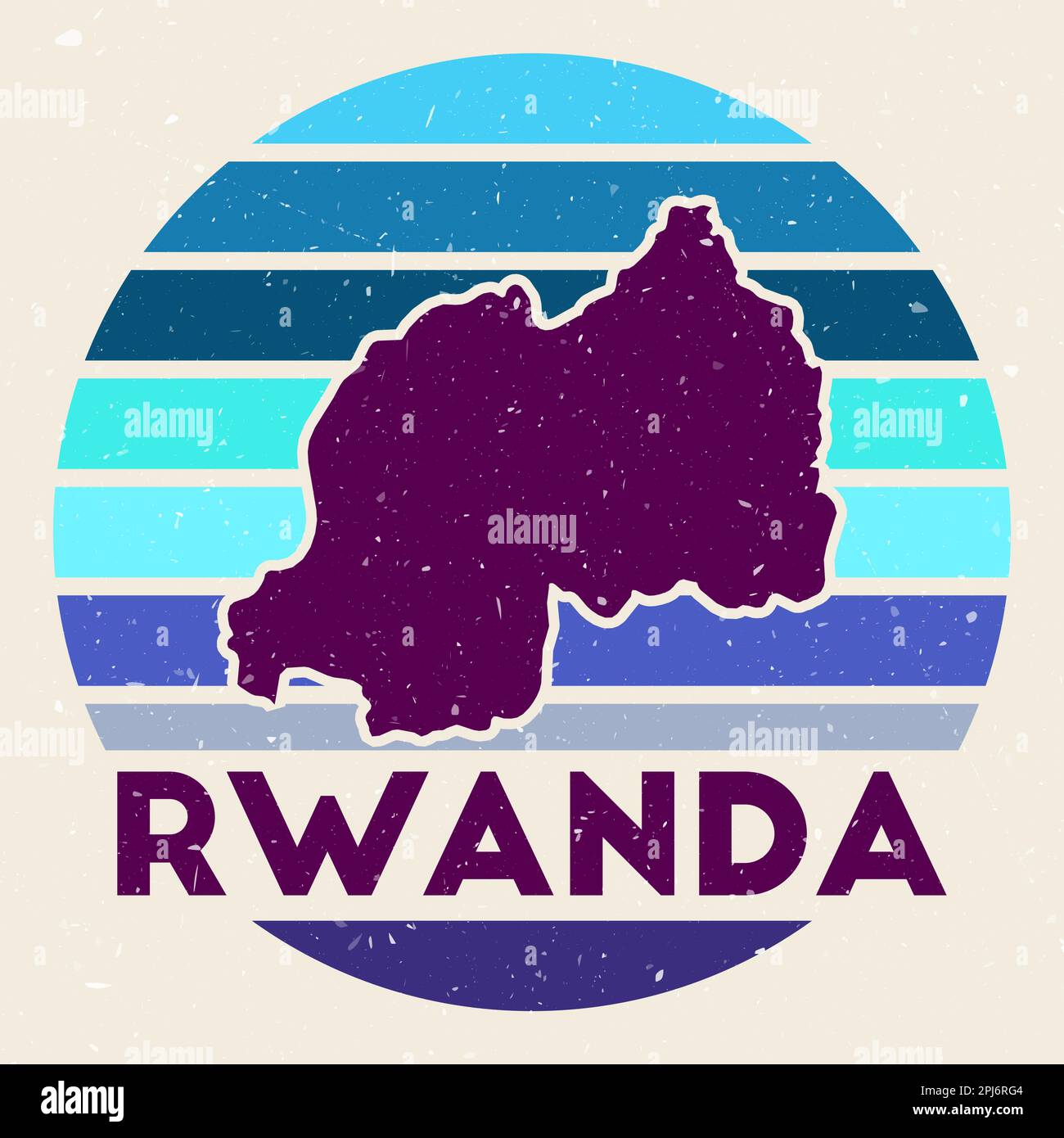 Rwanda logo. Sign with the map of the country and colored stripes ...