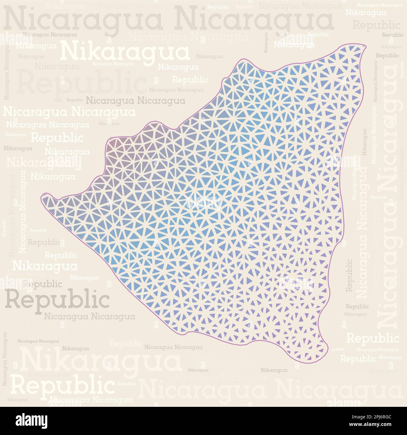 Nicaragua map design. Country names in different languages and map ...