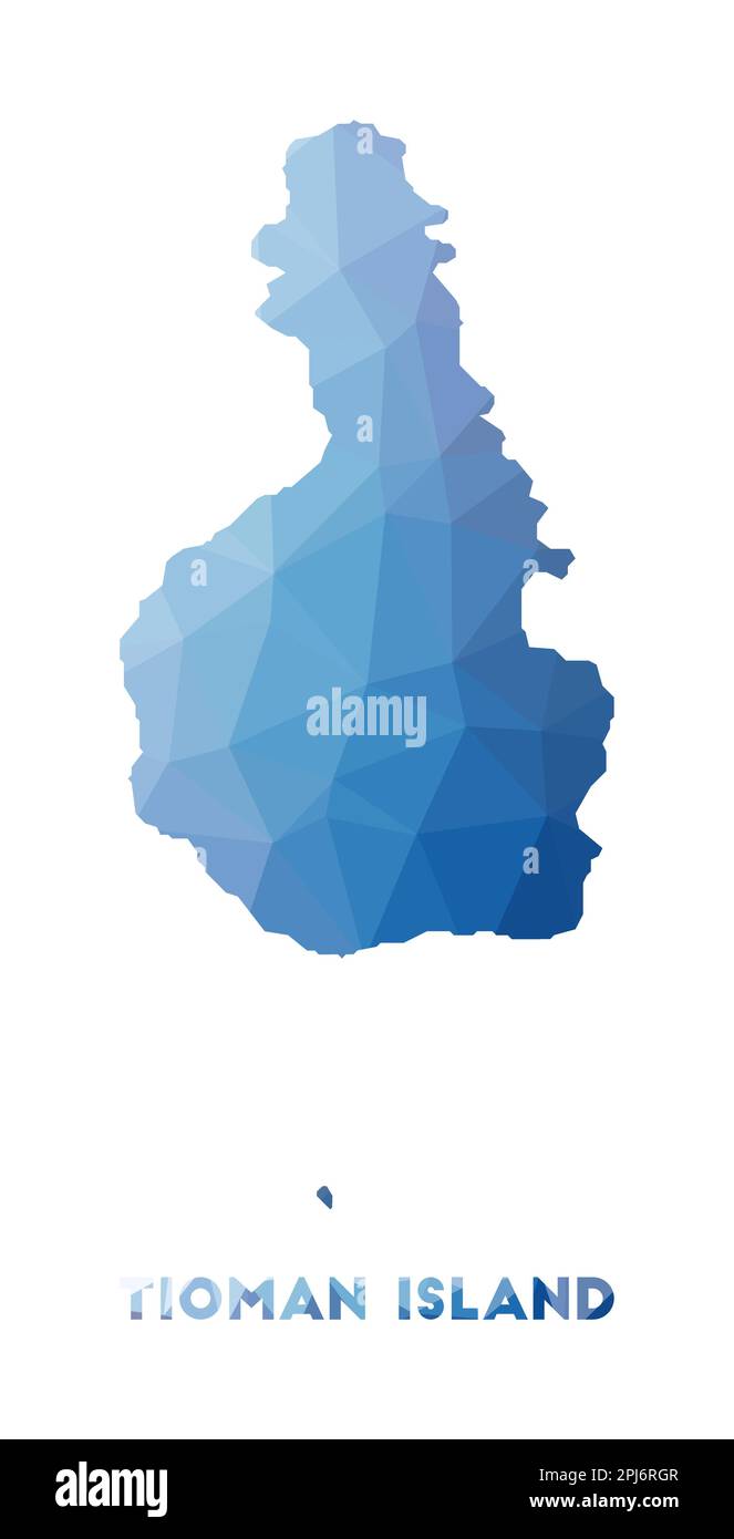 Low poly map of Tioman Island. Tioman Island polygonal map. Technology ...