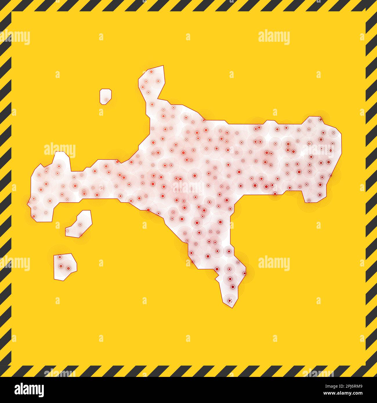 Ko Mak closed - virus danger sign. Lockdown island icon. Black striped ...