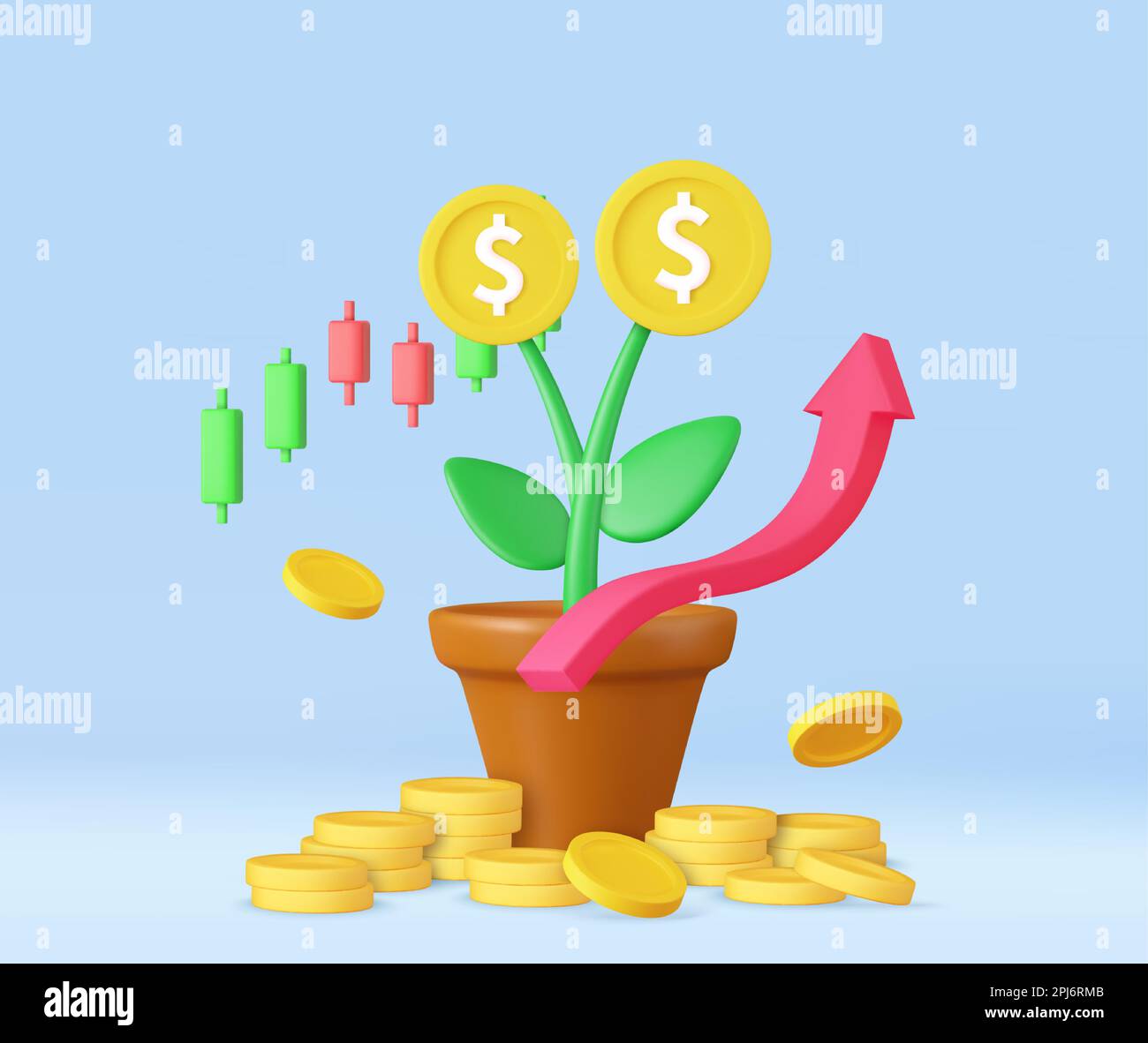 3d money tree plant with coin Stock Vector Image & Art - Alamy