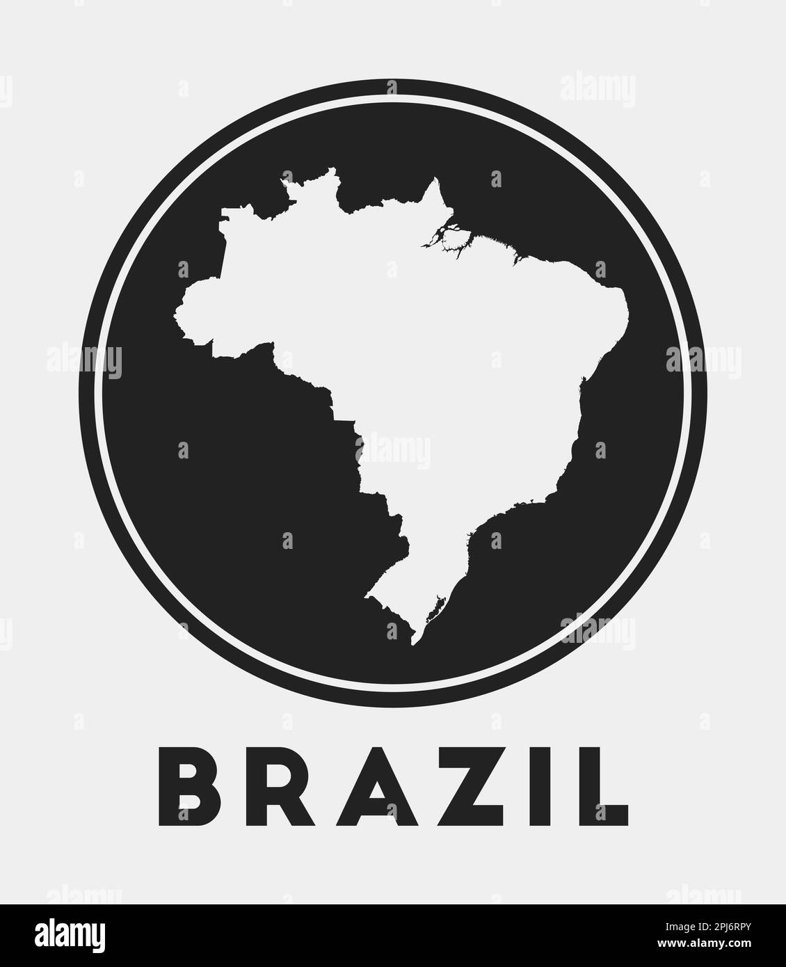 Brazil icon. Round logo with country map and title. Stylish Brazil ...