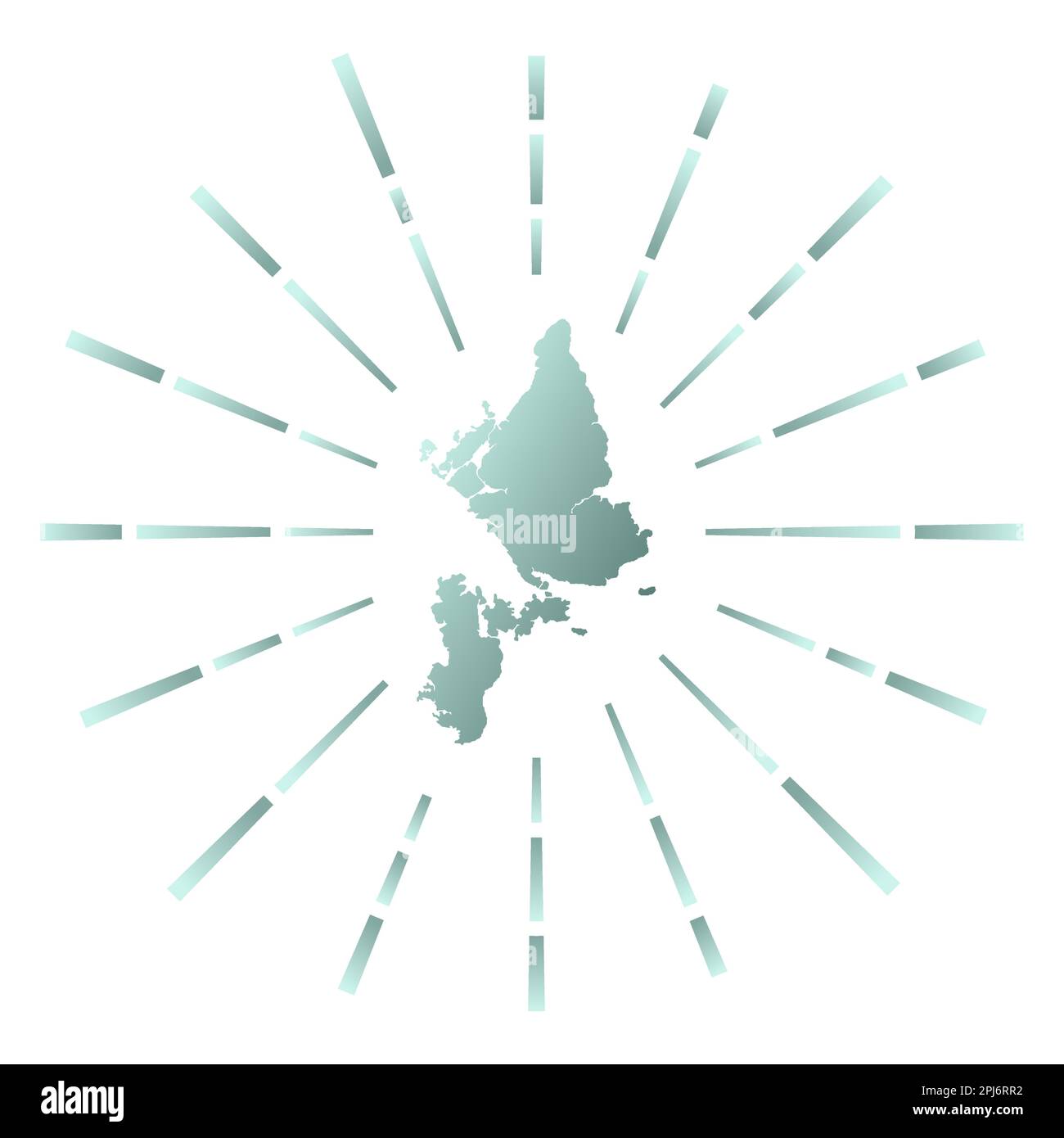 Siargao gradiented sunburst. Map of the island with colorful star rays ...