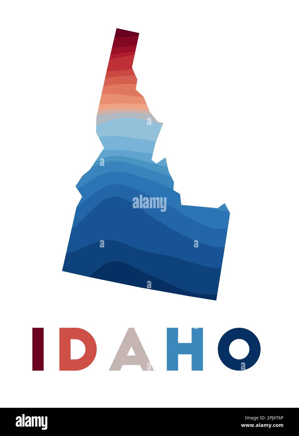 Idaho map. Map of the US state with beautiful geometric waves in red ...