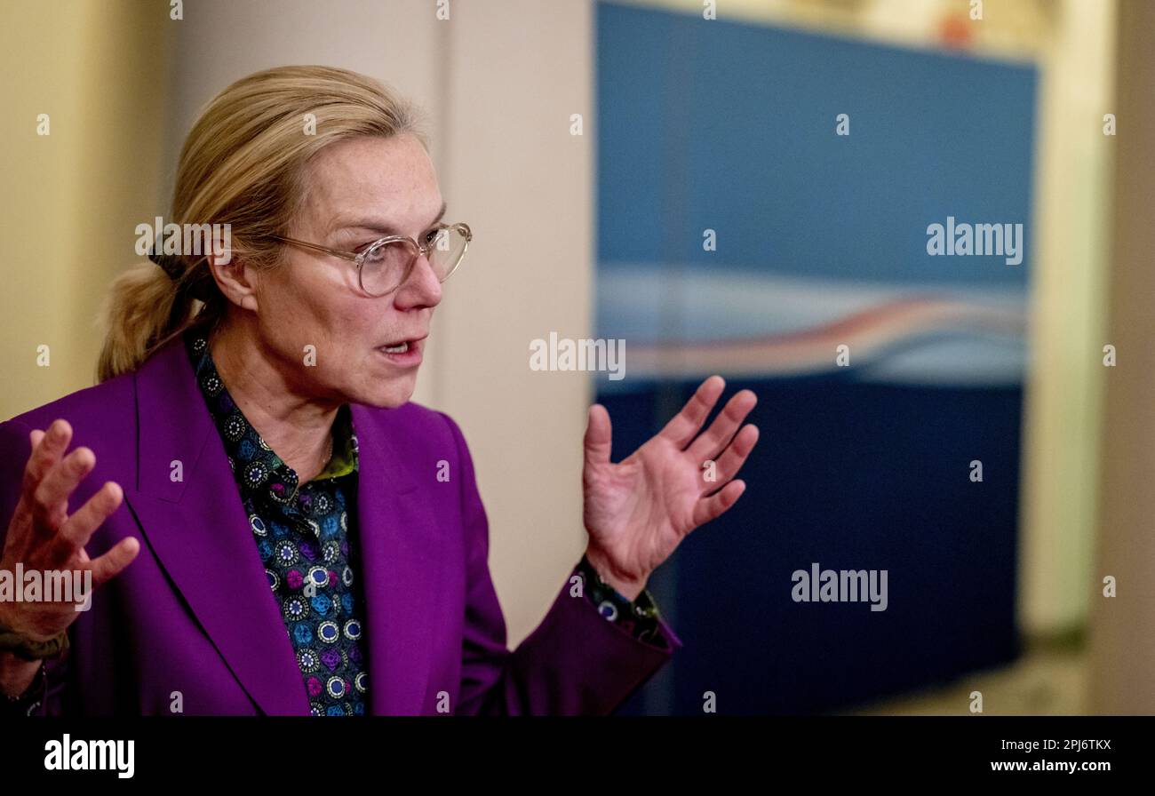 THE HAGUE - Sigrid Kaag speaks to the press at the Ministry of General ...