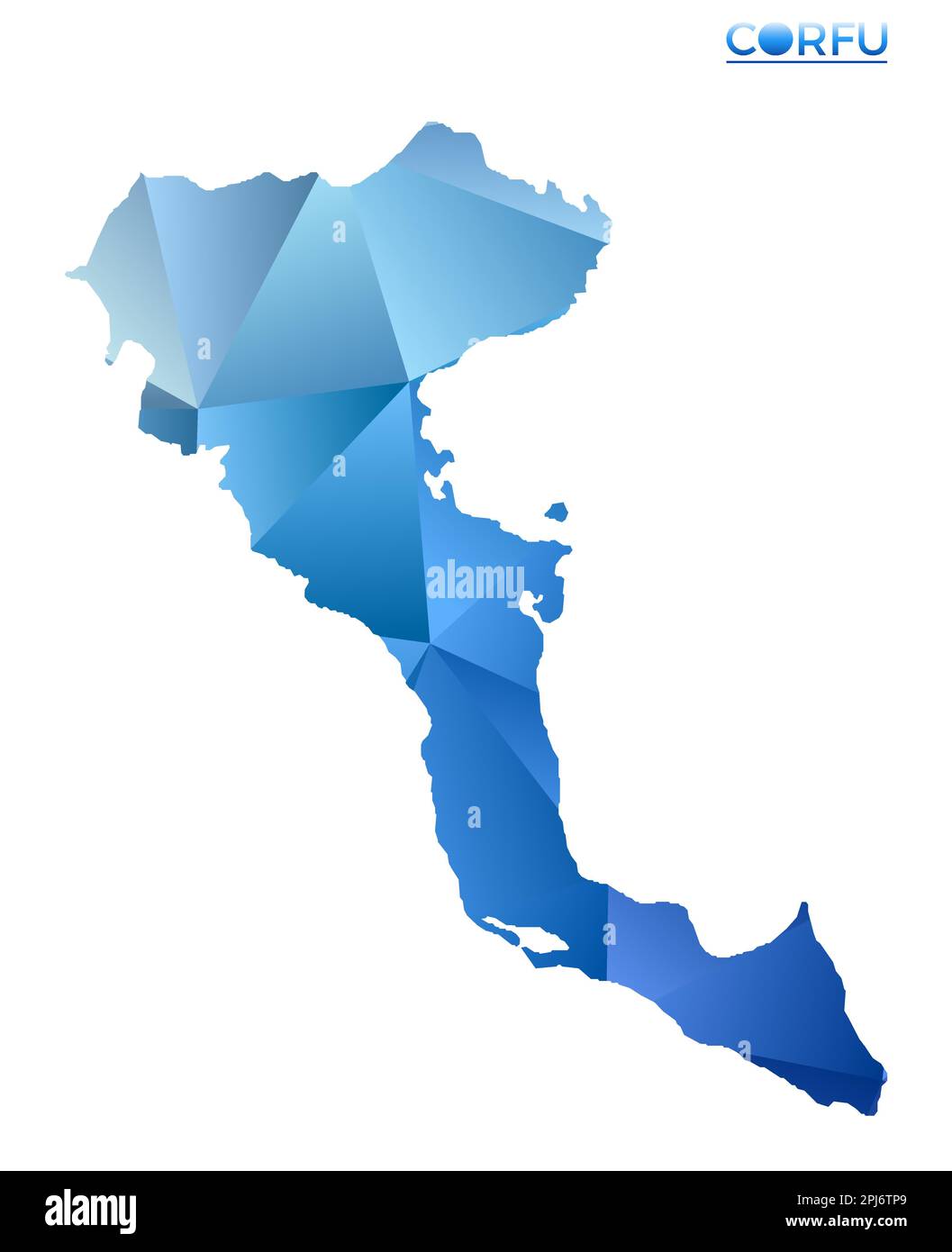Vector polygonal Corfu map. Vibrant geometric island in low poly style ...