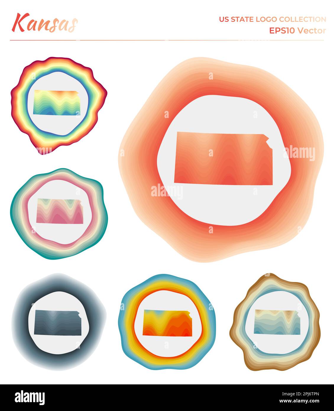 Kansas logo collection. Colorful badge of the US state. Layers around ...