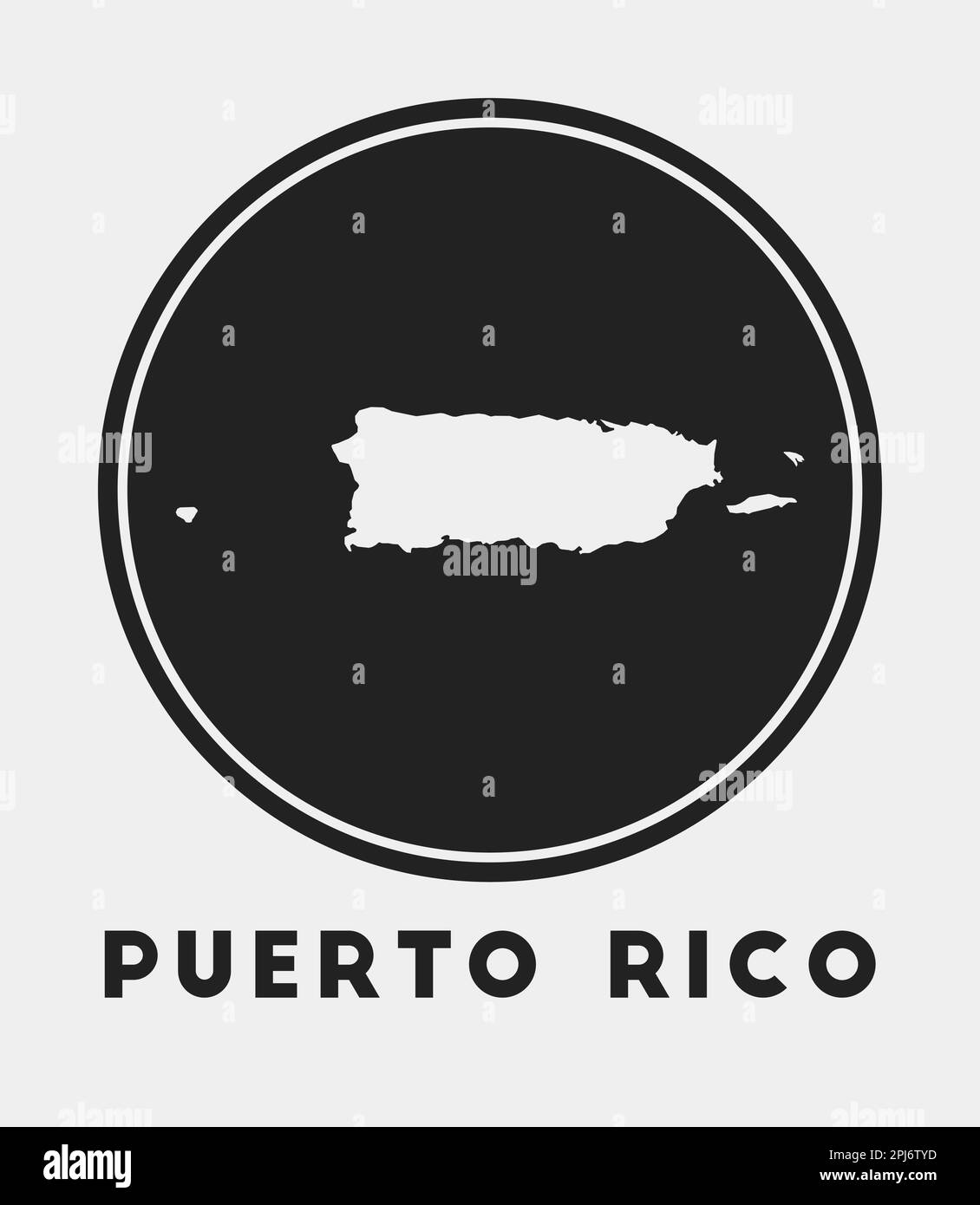 Puerto Rico icon. Round logo with country map and title. Stylish Puerto Rico badge with map ...