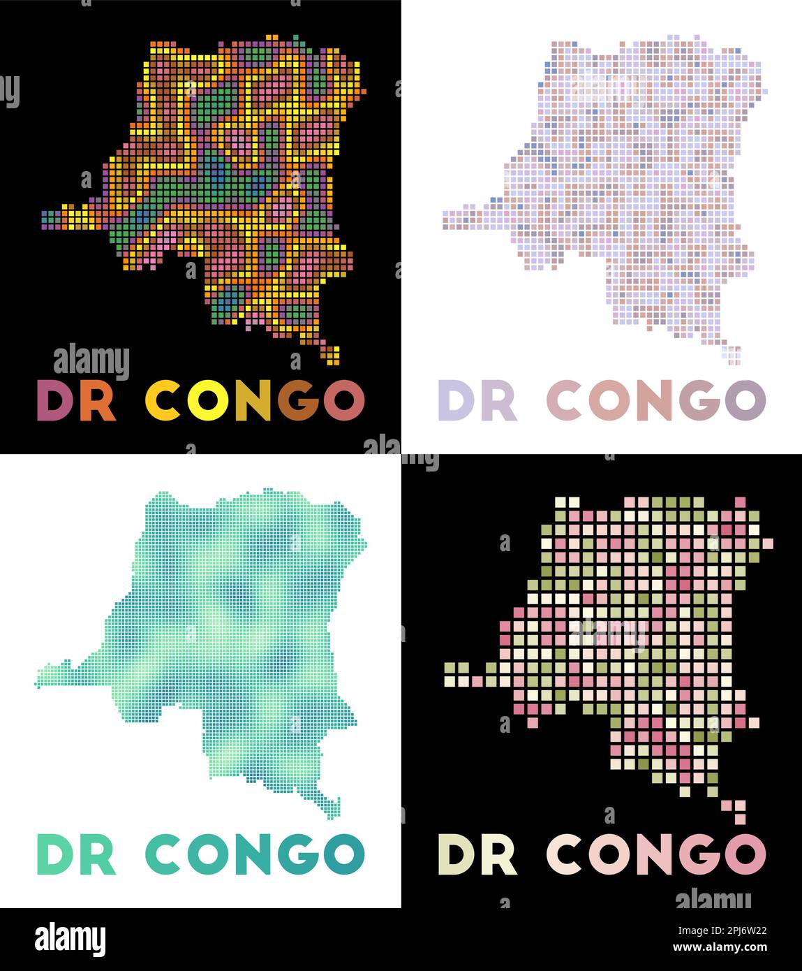 DR Congo map. Collection of map of DR Congo in dotted style. Borders of ...
