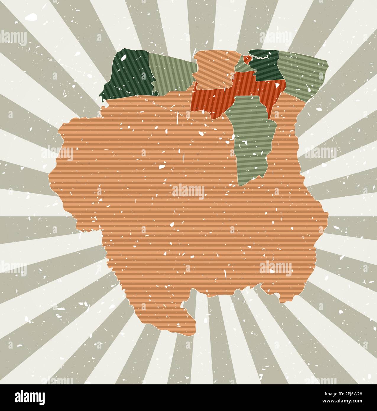 Suriname vintage map. Grunge poster with map of the country in retro ...