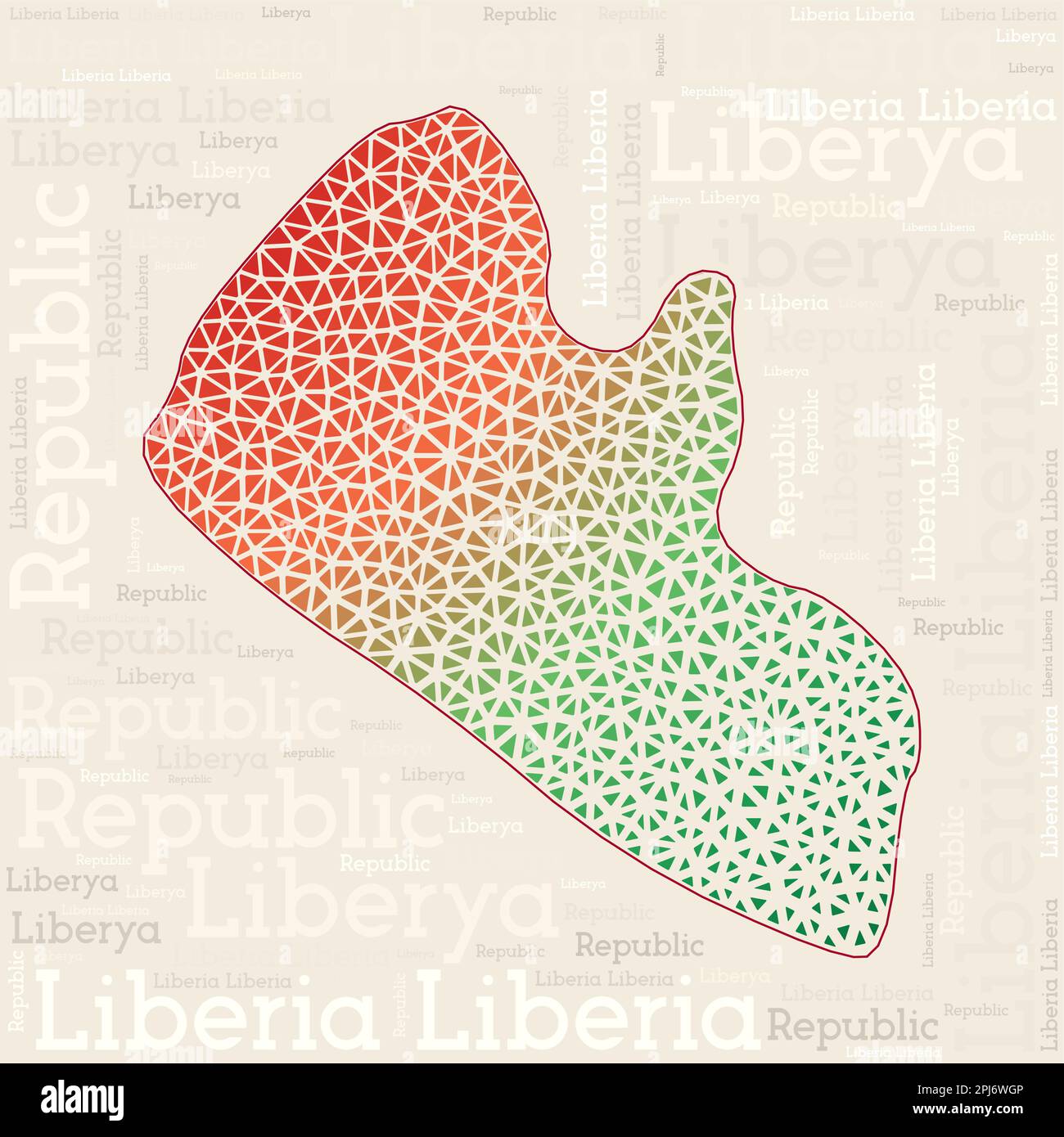 Liberia map design. Country names in different languages and map shape ...