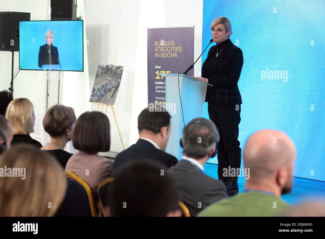 BUCHA, UKRAINE - MARCH 31, 2023 - Fourth President of the Republic of ...