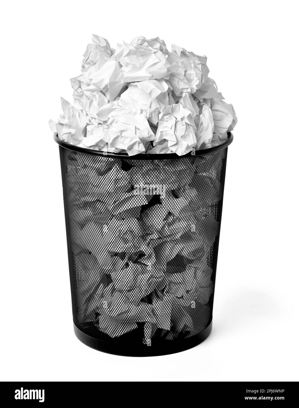close up of a paper ball trash bin rubbish on white background Stock ...