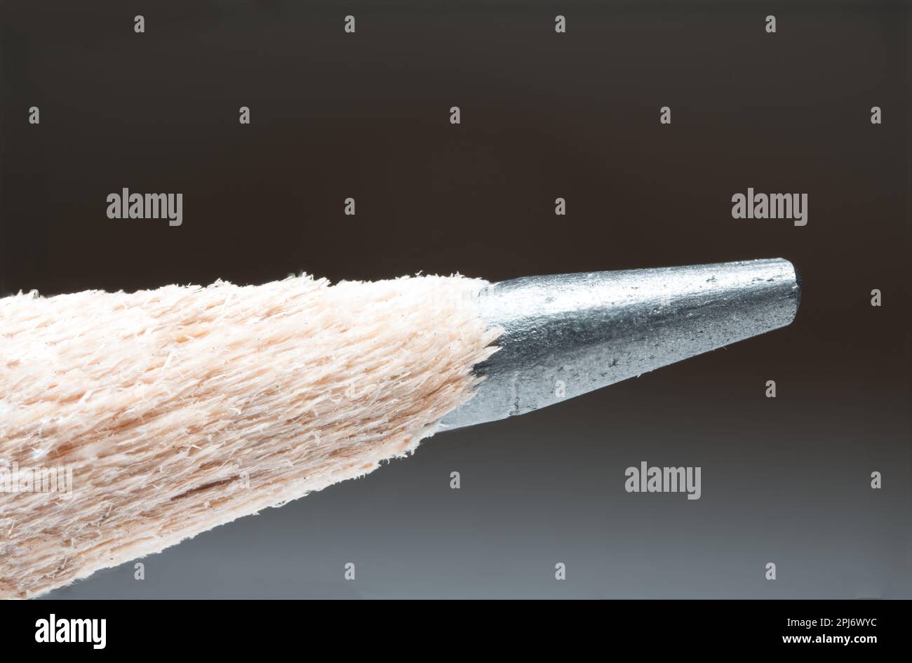 Extreme macro close up detail of tip of a pencil with sharpened ...