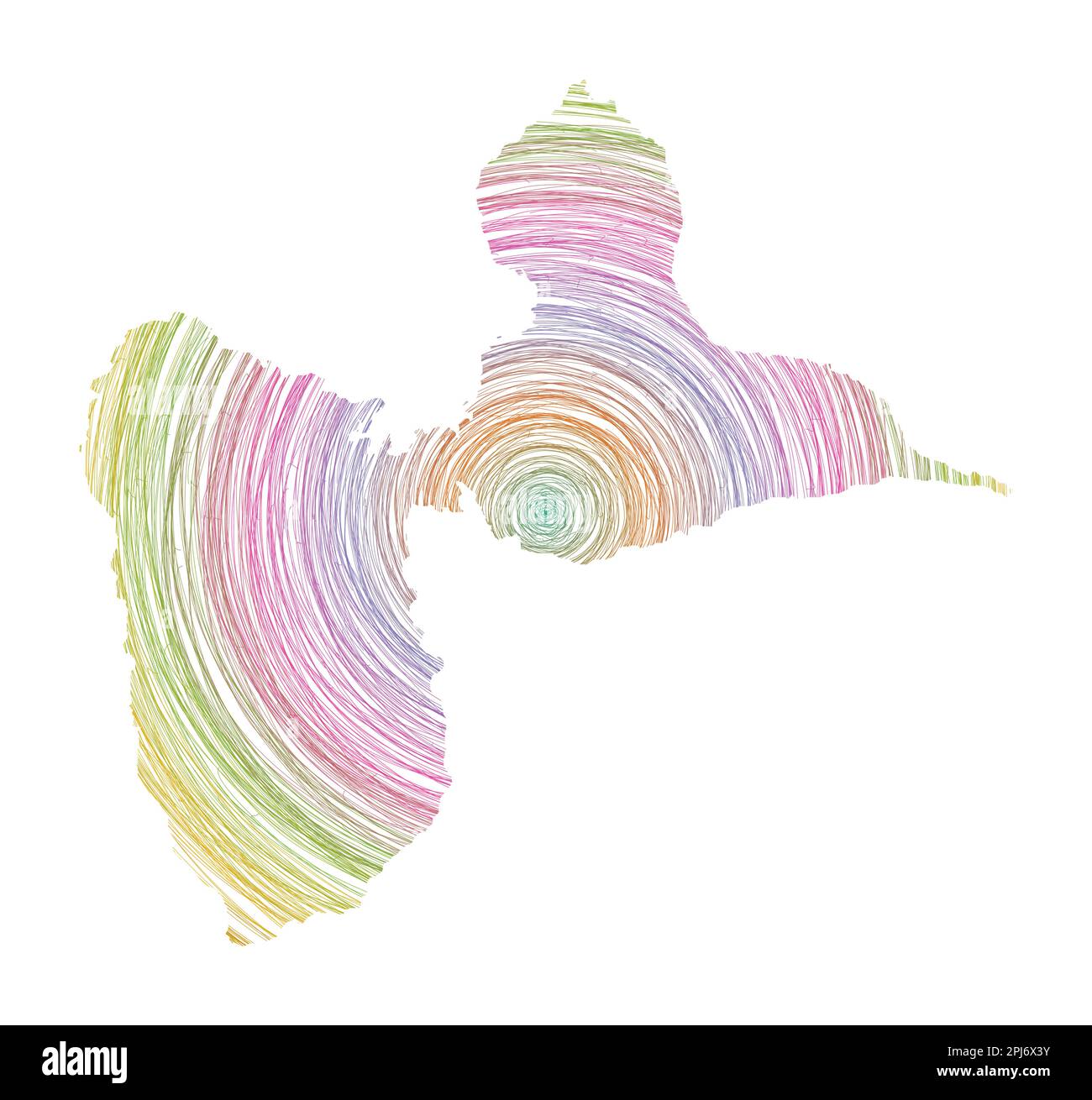 Grande-Terre map filled with concentric circles. Sketch style circles ...